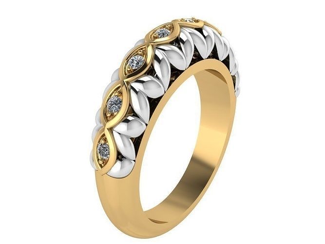 Round diamond signet ring 2443 3D print model 3D model 3D printable ...