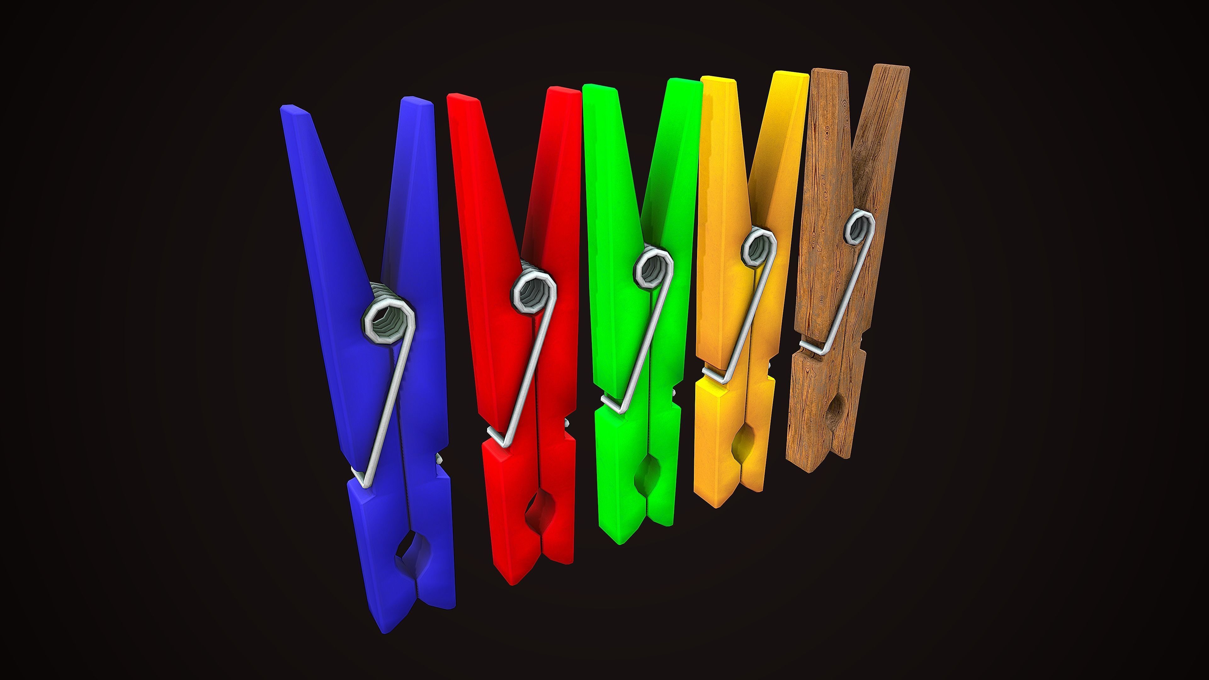 3D model CLOTHESPIN CARTOON STYLIZED REALISTIC VR / AR / low-poly ...