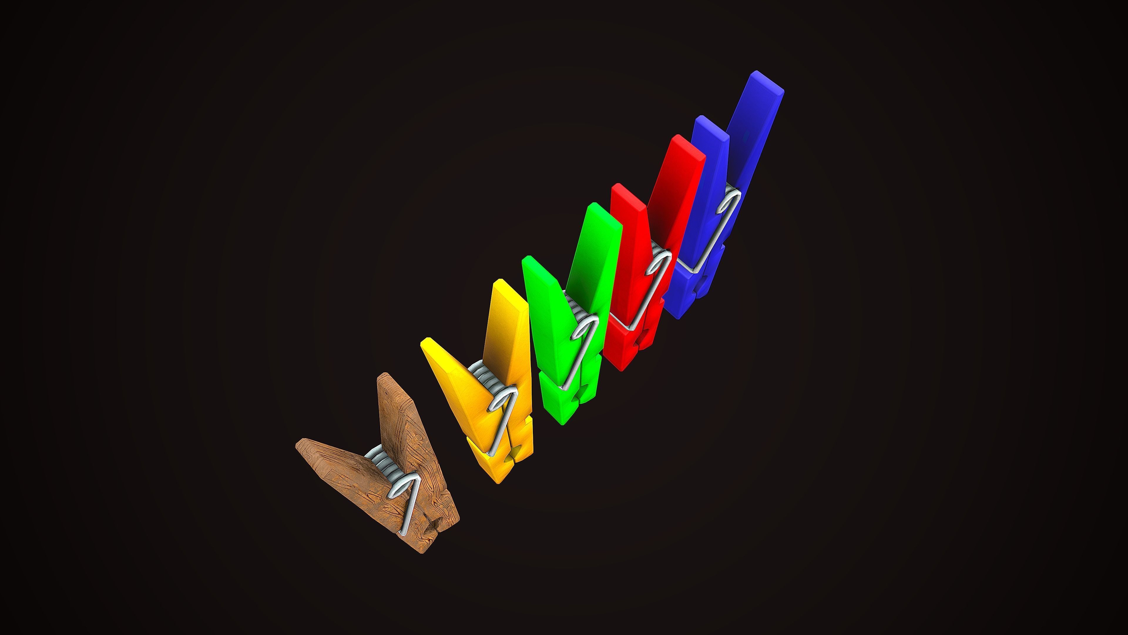 3D model CLOTHESPIN CARTOON STYLIZED REALISTIC VR / AR / low-poly ...