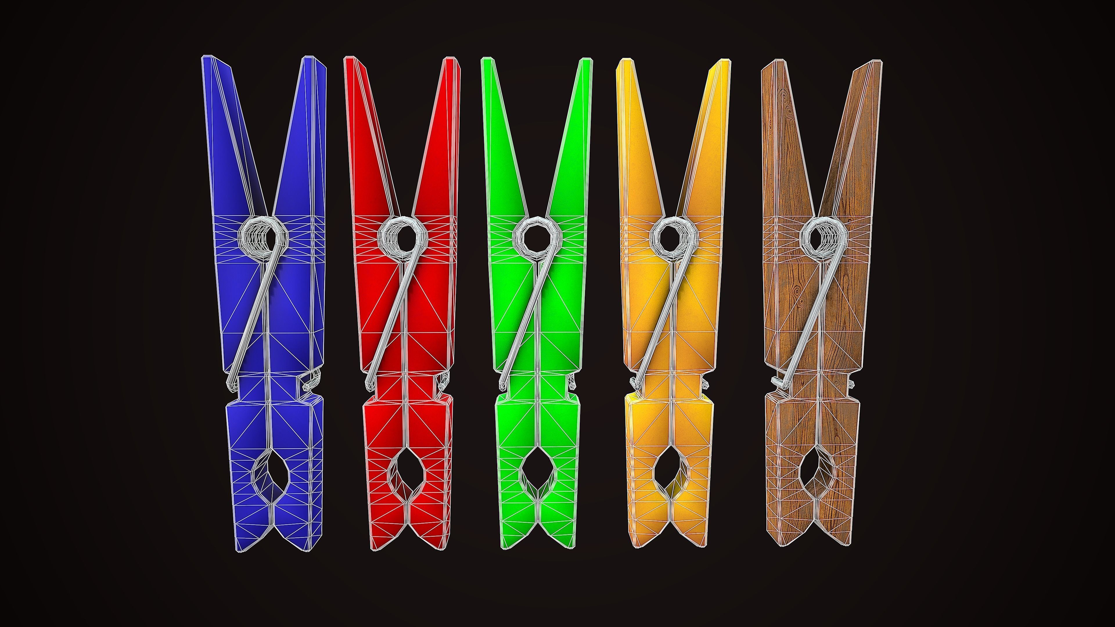 3D model CLOTHESPIN CARTOON STYLIZED REALISTIC VR / AR / low-poly ...