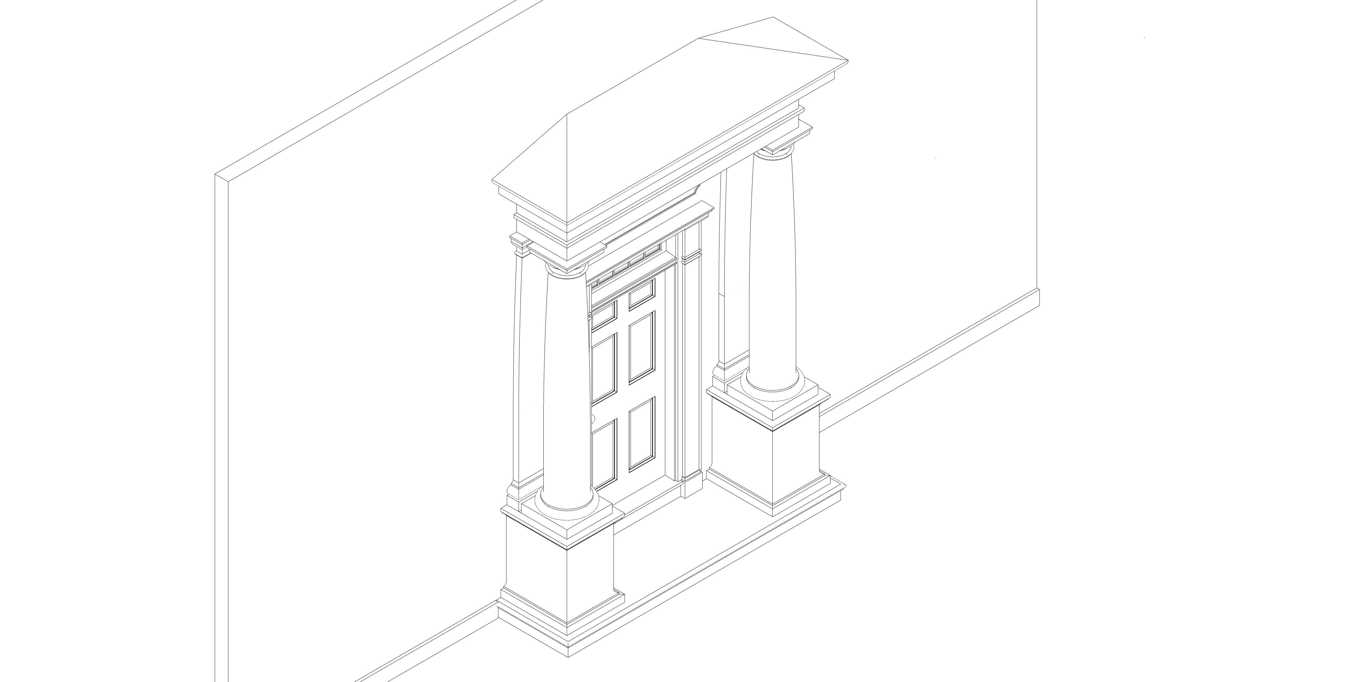 Portico Entrance Porch Door Surround with Columns Tuscan Order 3D model ...