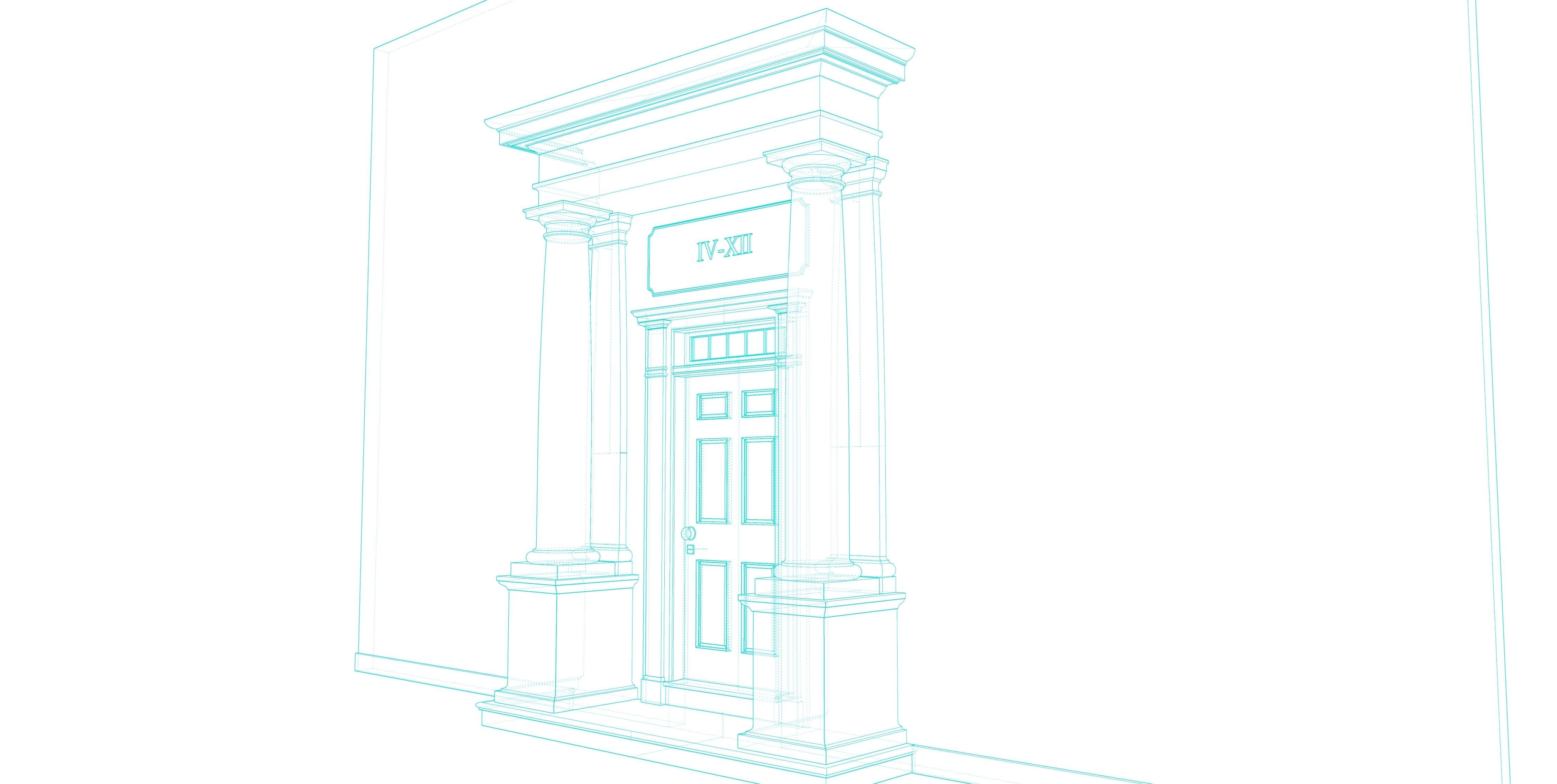 Portico Entrance Porch Door Surround with Columns Tuscan Order 3D model ...