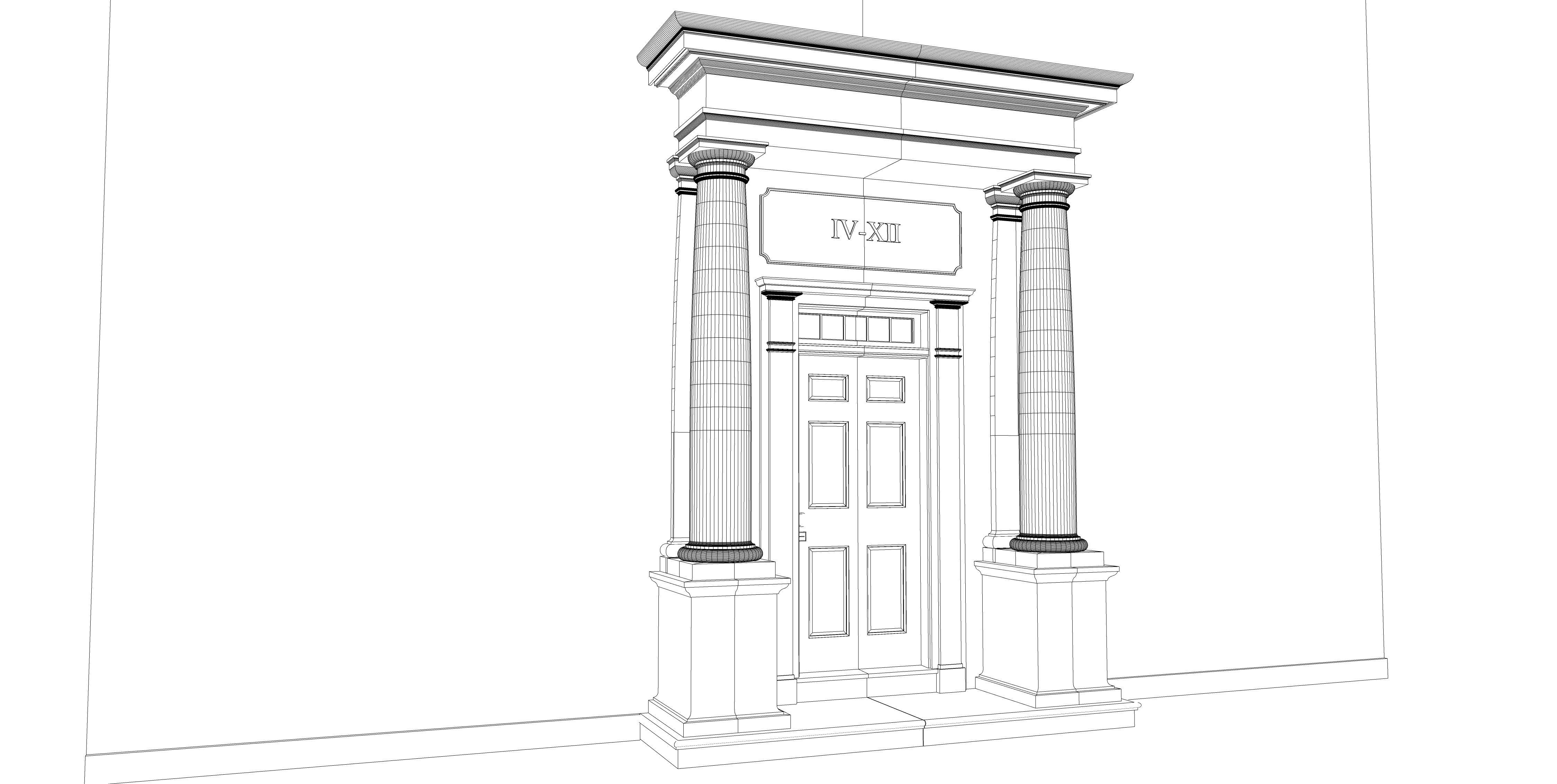 Portico Entrance Porch Door Surround with Columns Tuscan Order 3D model ...