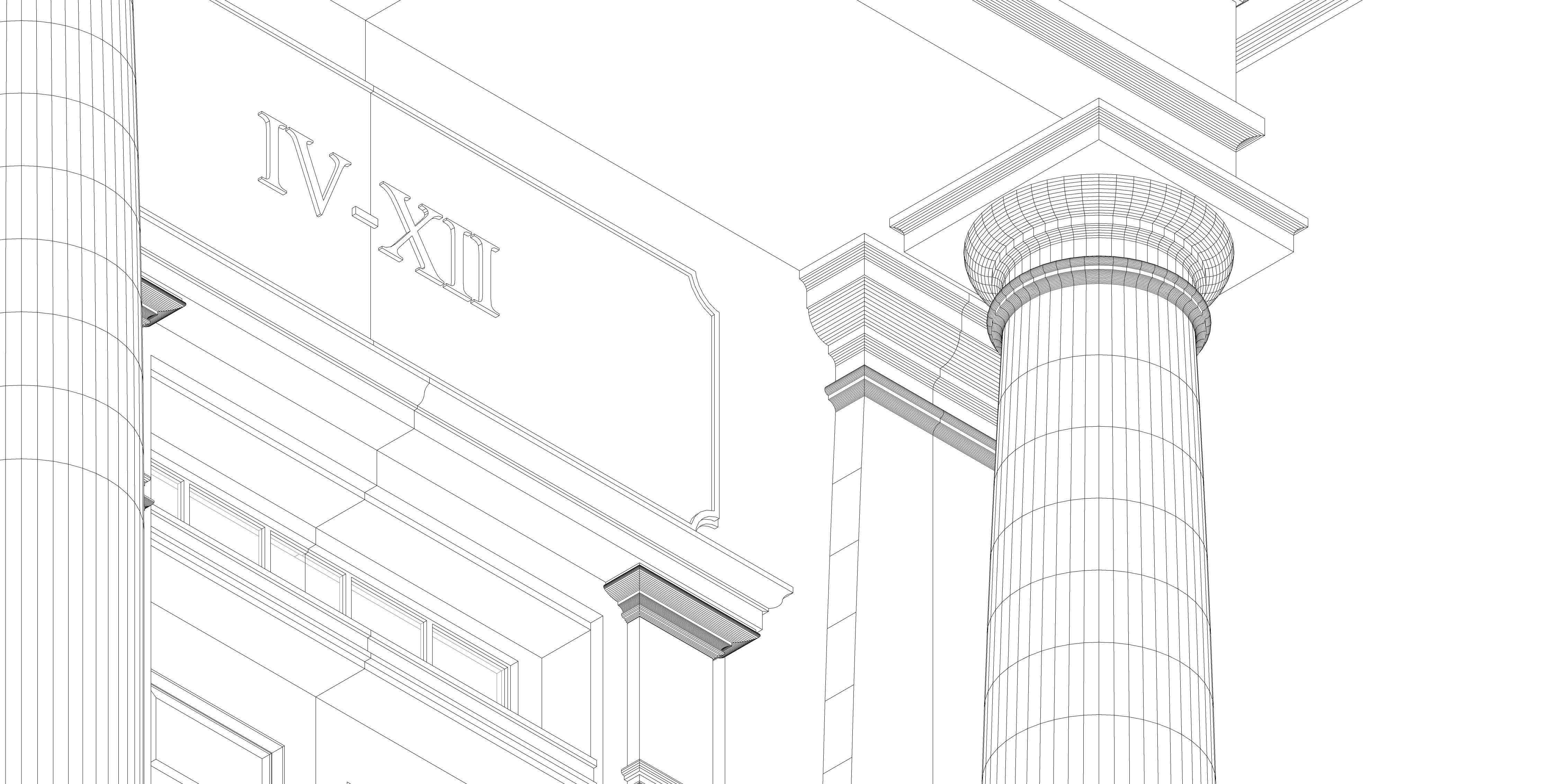 Portico Entrance Porch Door Surround with Columns Tuscan Order 3D model ...