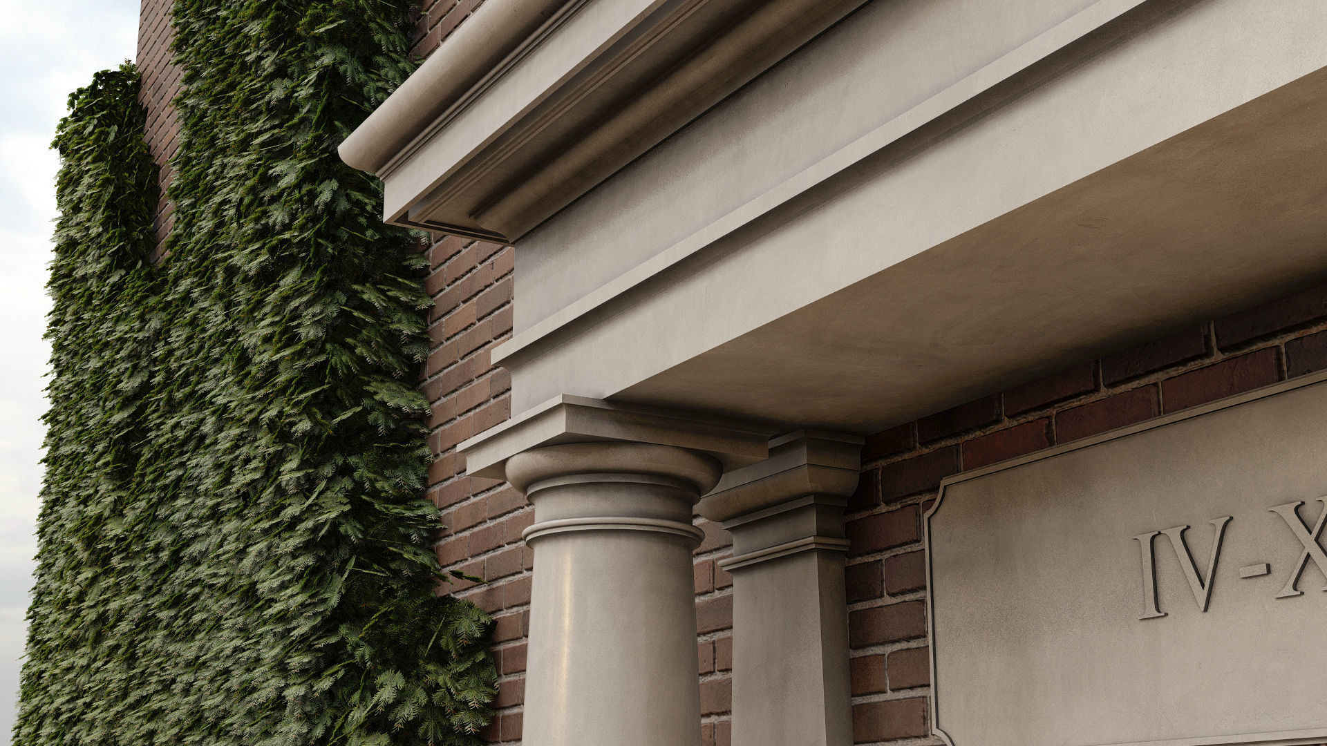 Portico Entrance Porch Door Surround with Columns Tuscan Order 3D model ...