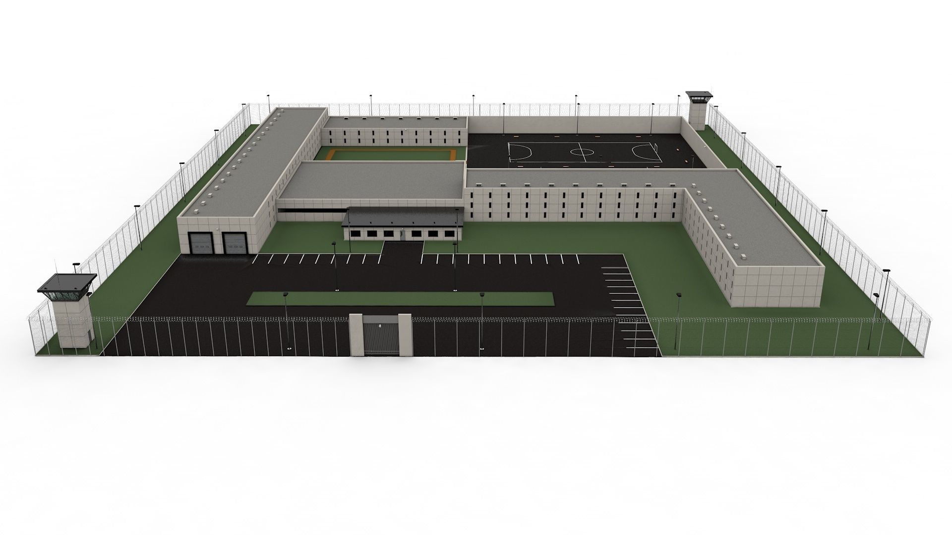 High security prison 3D model | CGTrader