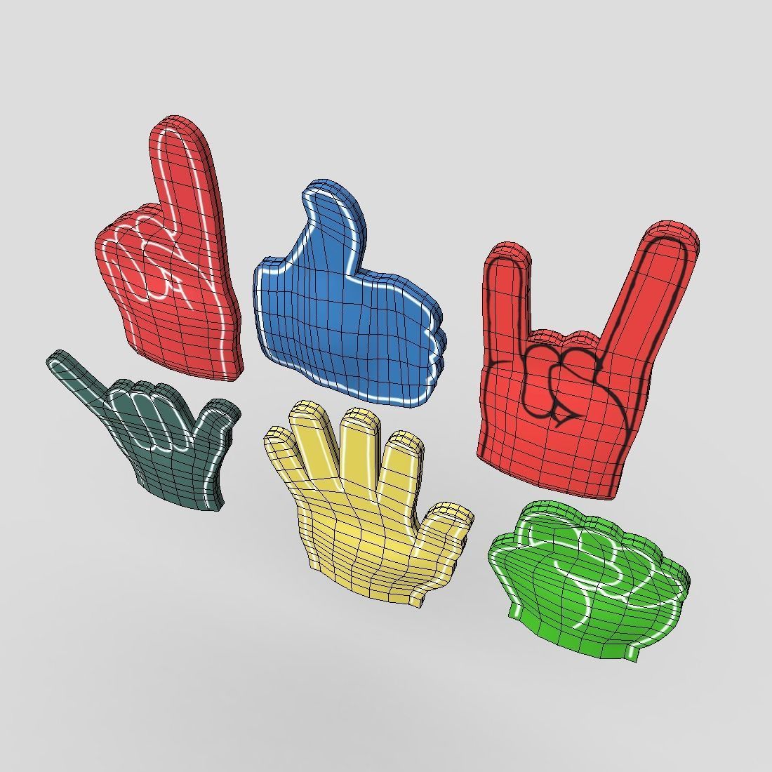 3D model Foam Finger Pack VR / AR / low-poly | CGTrader