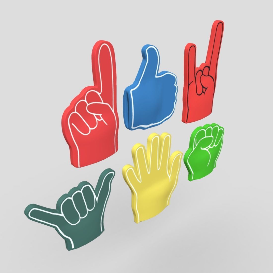 3D model Foam Finger Pack VR / AR / low-poly | CGTrader