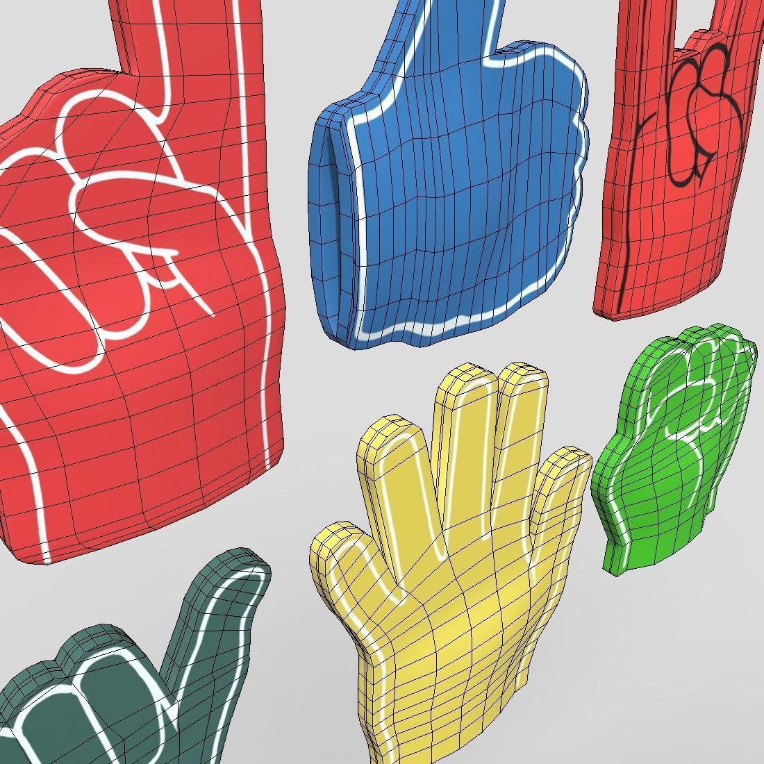3D model Foam Finger Pack VR / AR / low-poly | CGTrader