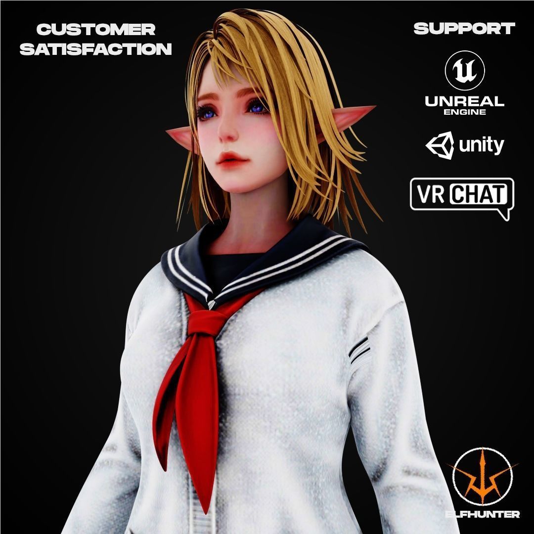 3D model EXCLUSIVE ELF HUNTER EDITION RIGGED CHARACTER ELF WHITE SCHOOL ...