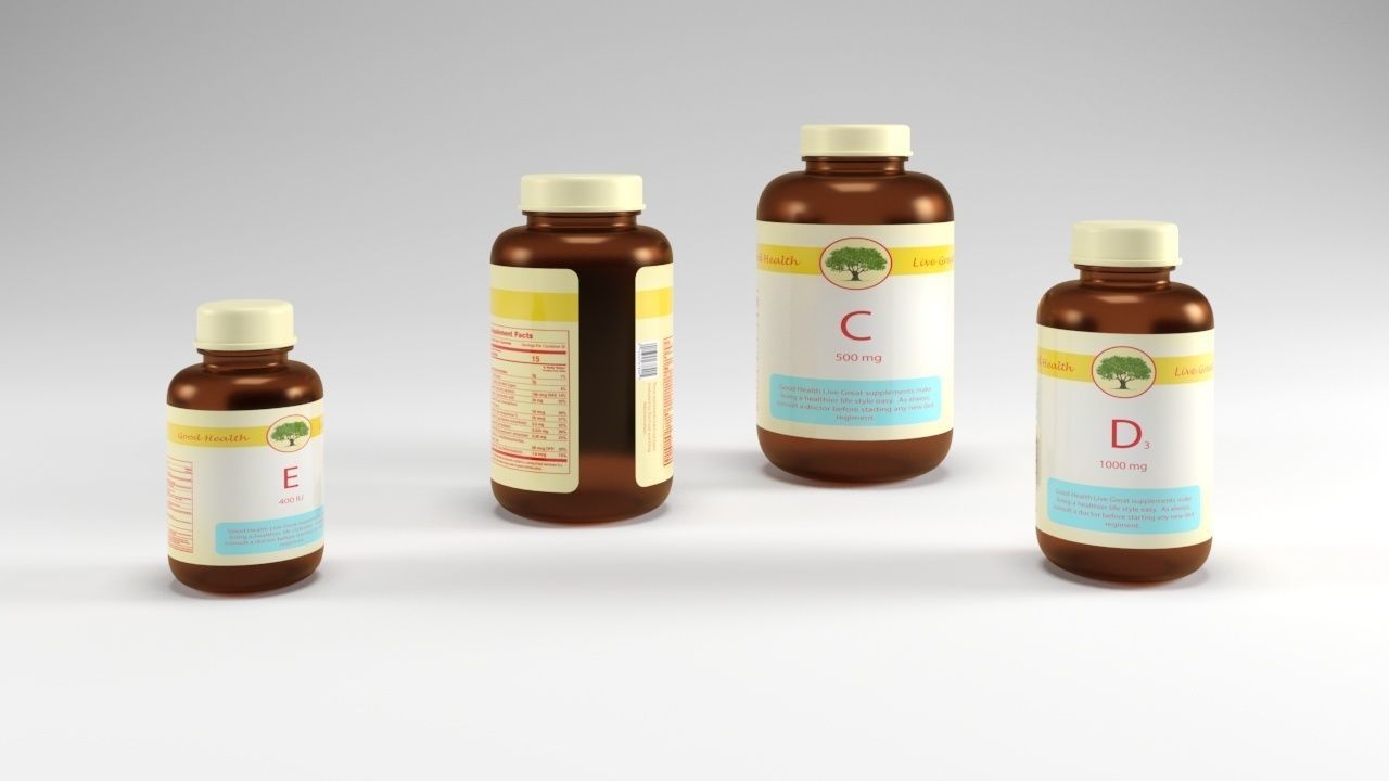 Vitamin Bottles 3D model | CGTrader