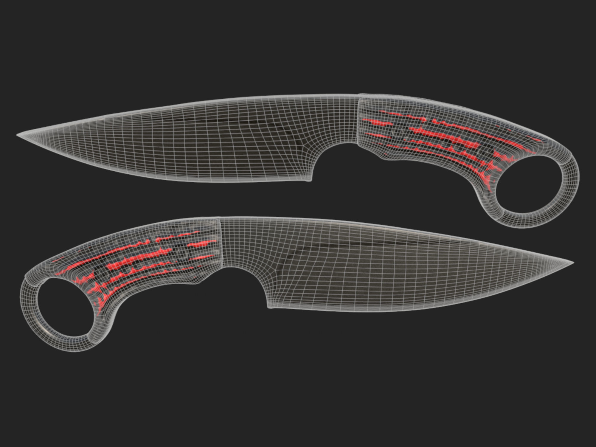 3D model Tactical Combat Knife - Military - Karambit Style 01 Red VR ...
