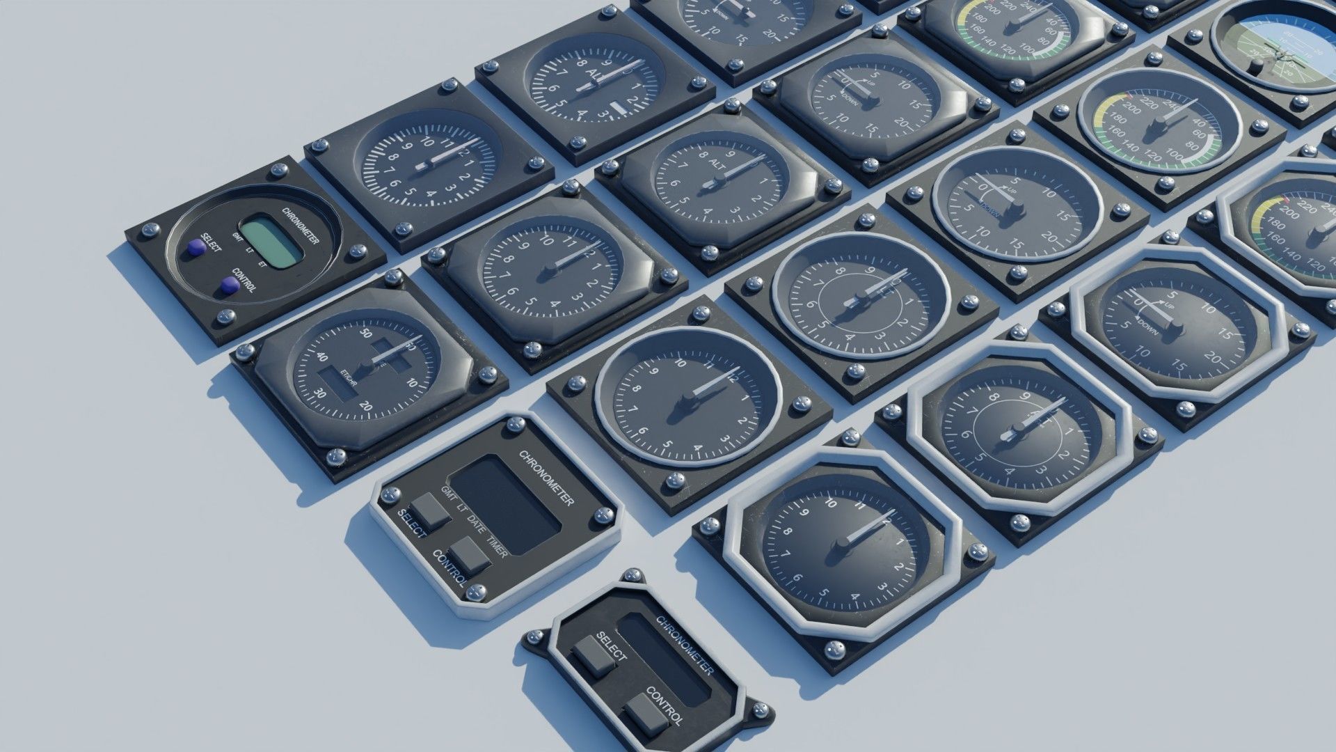 3D model Airplane instruments pack VR / AR / low-poly | CGTrader