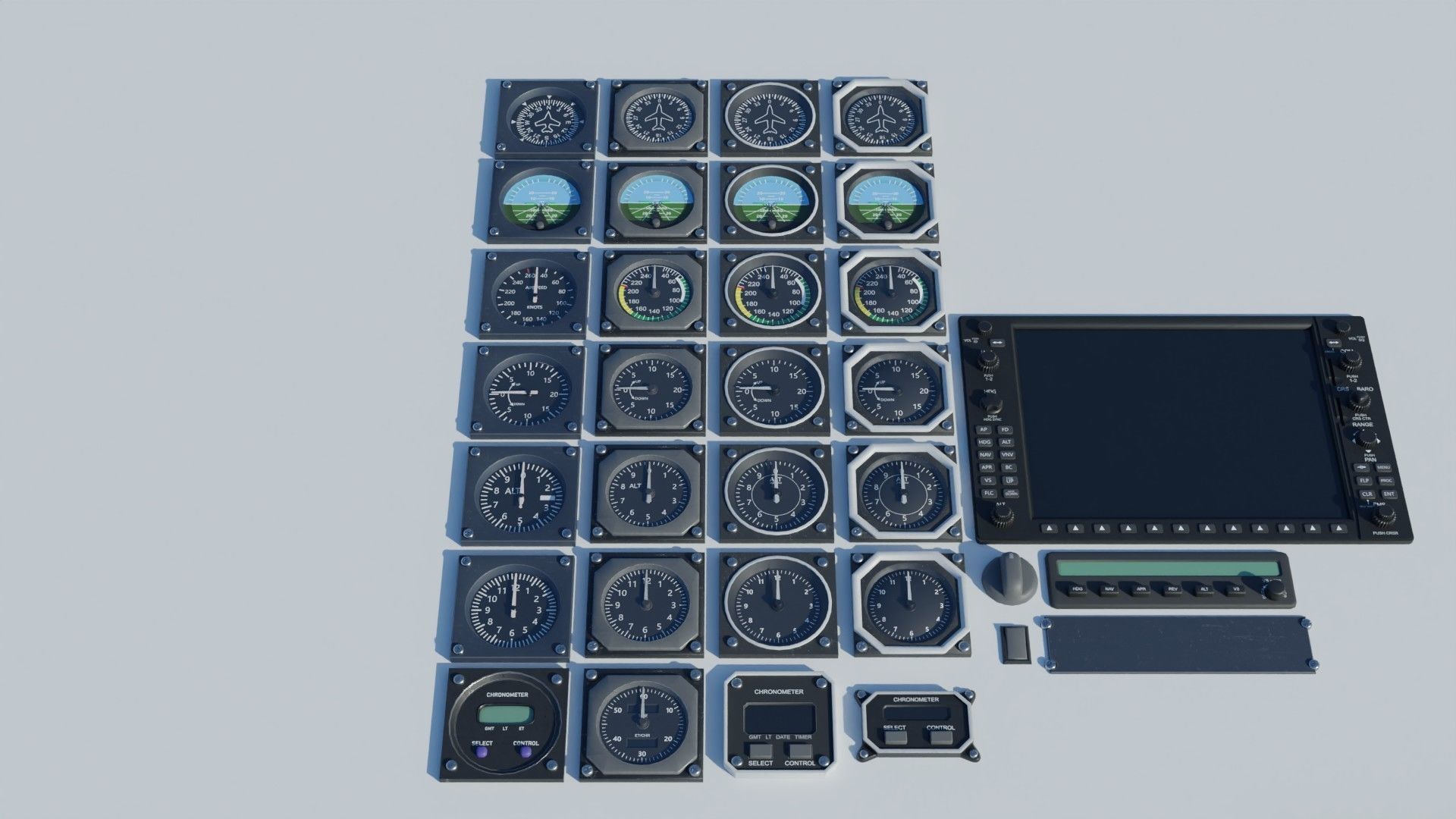3D model Airplane instruments pack VR / AR / low-poly | CGTrader