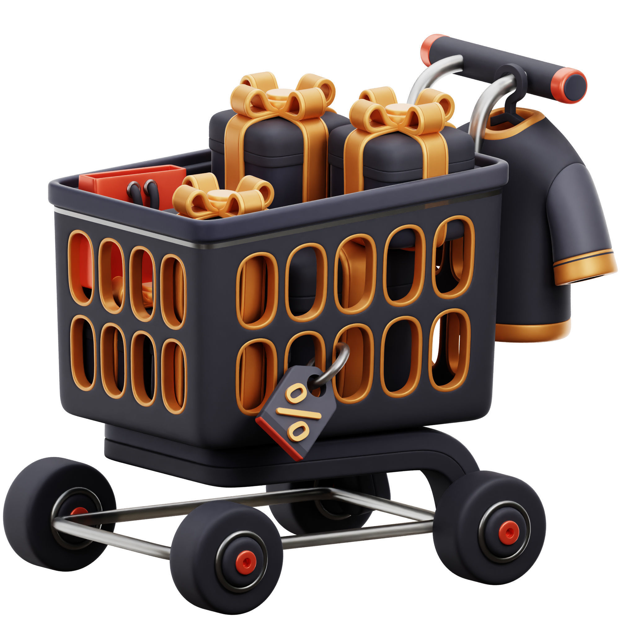 3D model Shopping Cart Discount 3D Icon VR / AR / low-poly | CGTrader