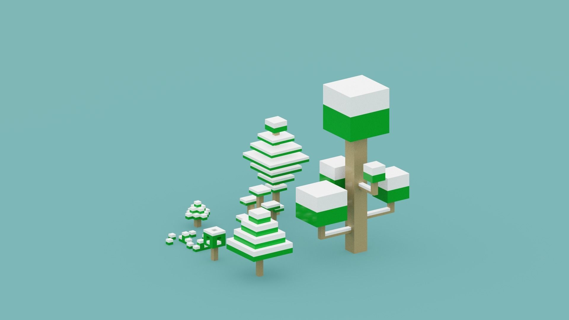 3D model Isometric 3d Snow Tree Set VR / AR / low-poly | CGTrader