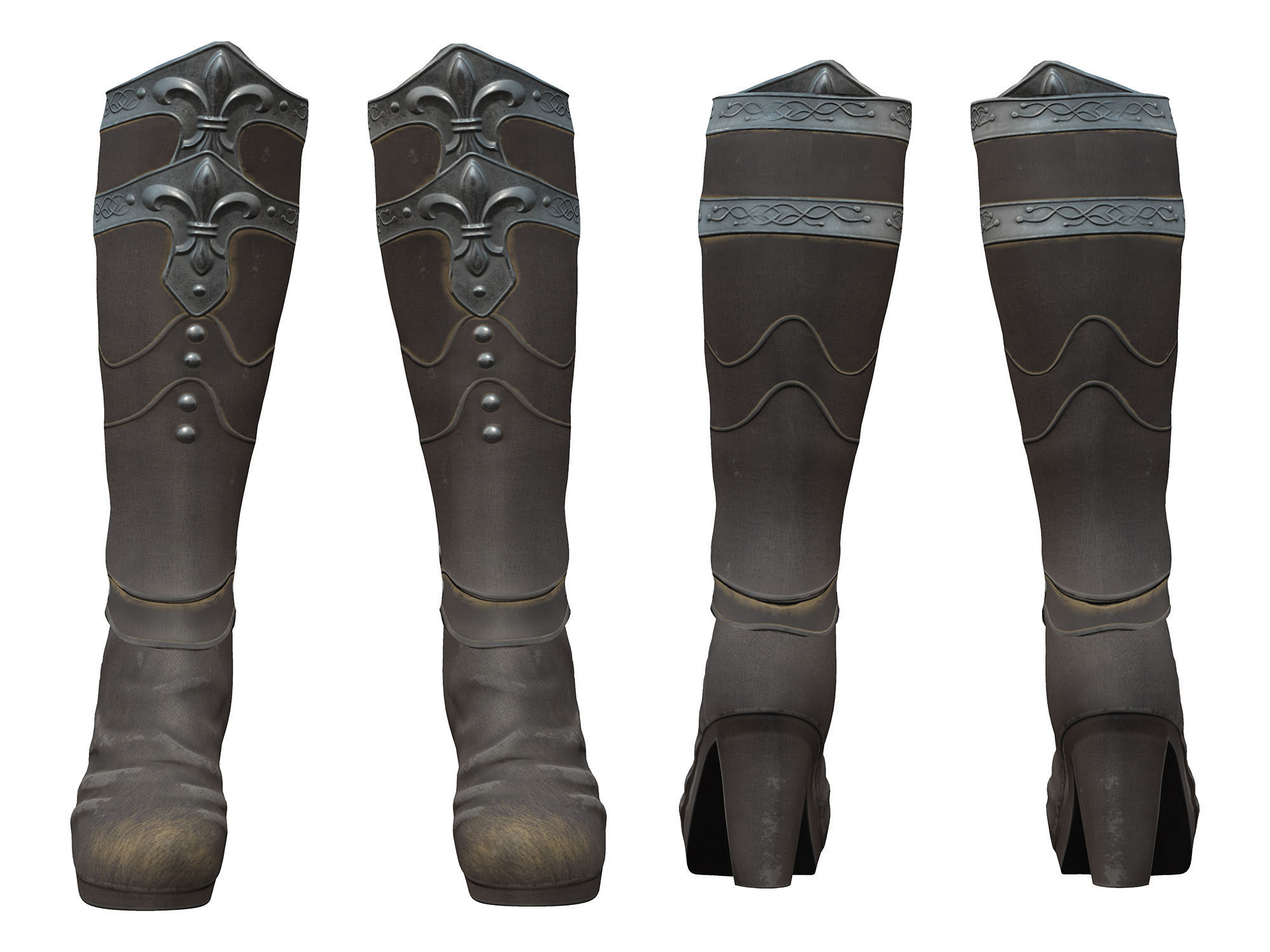 3D model Medieval Fantasy Outfit Top Pants Shoes Gloves Sword VR / AR ...