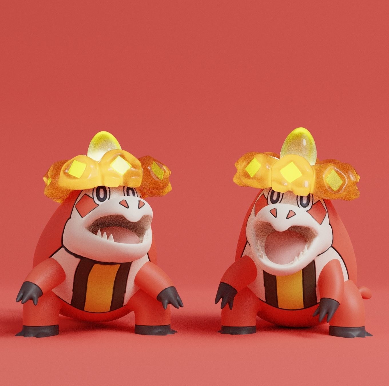 Pokemon - Fuecoco Crocalor and Skeledirge with 2 poses 3D model 3D ...