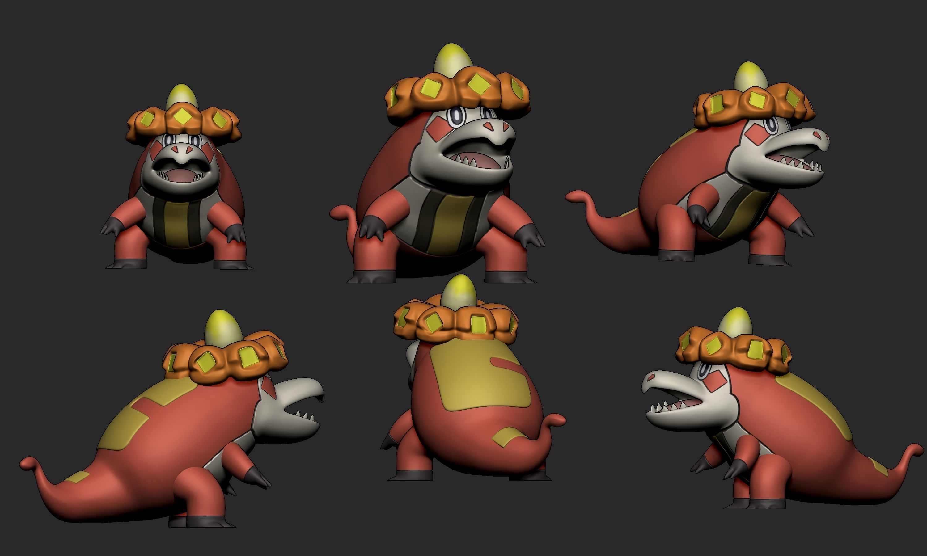 Pokemon - Fuecoco Crocalor and Skeledirge with 2 poses 3D model 3D ...