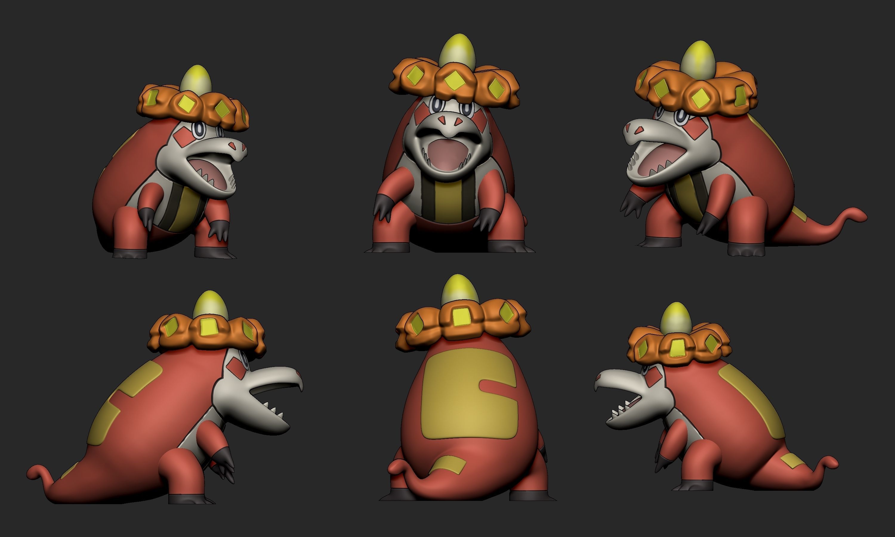 Pokemon - Fuecoco Crocalor and Skeledirge with 2 poses 3D model 3D ...