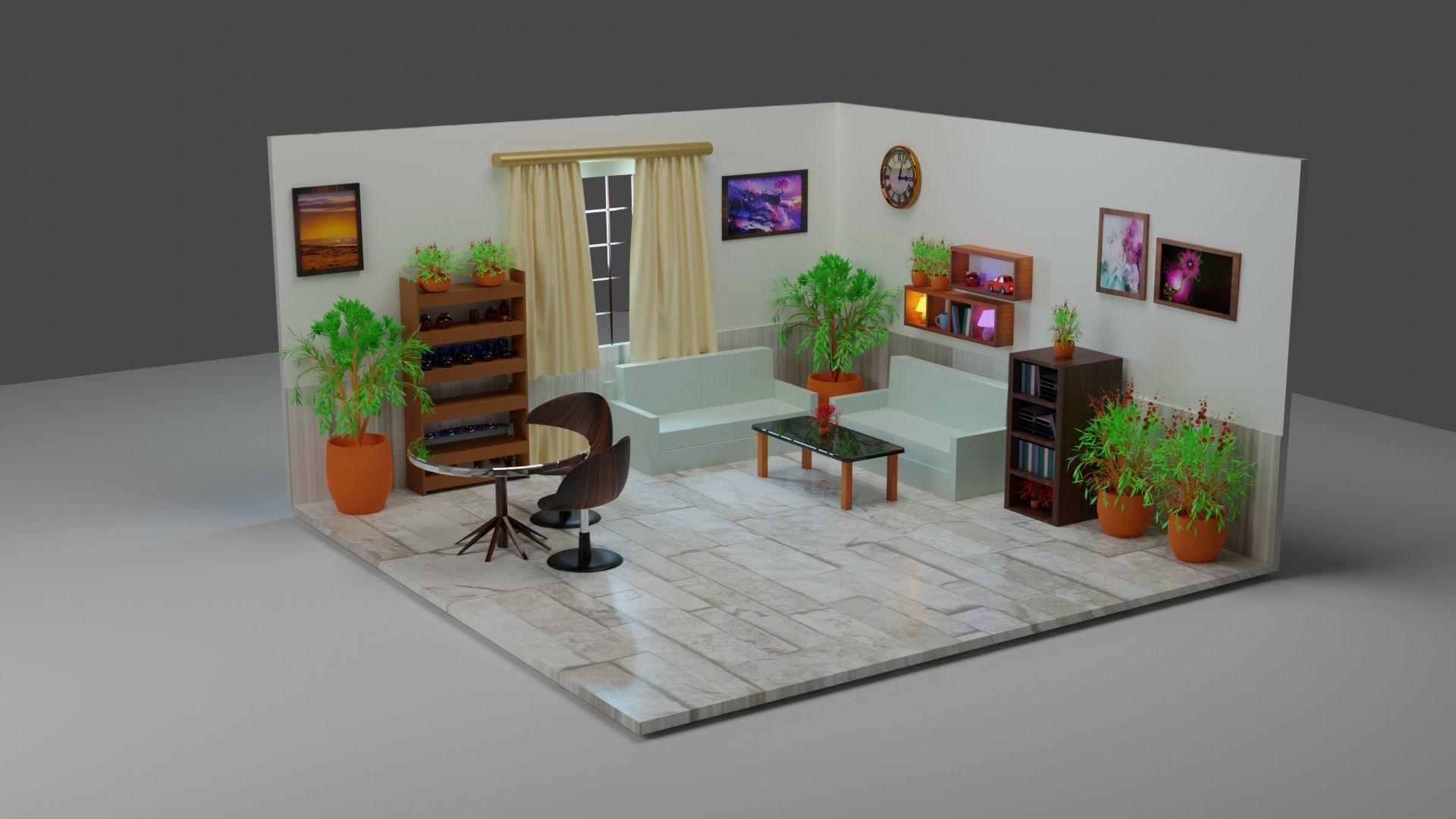 3D model 3D Drawing Room VR / AR / low-poly | CGTrader