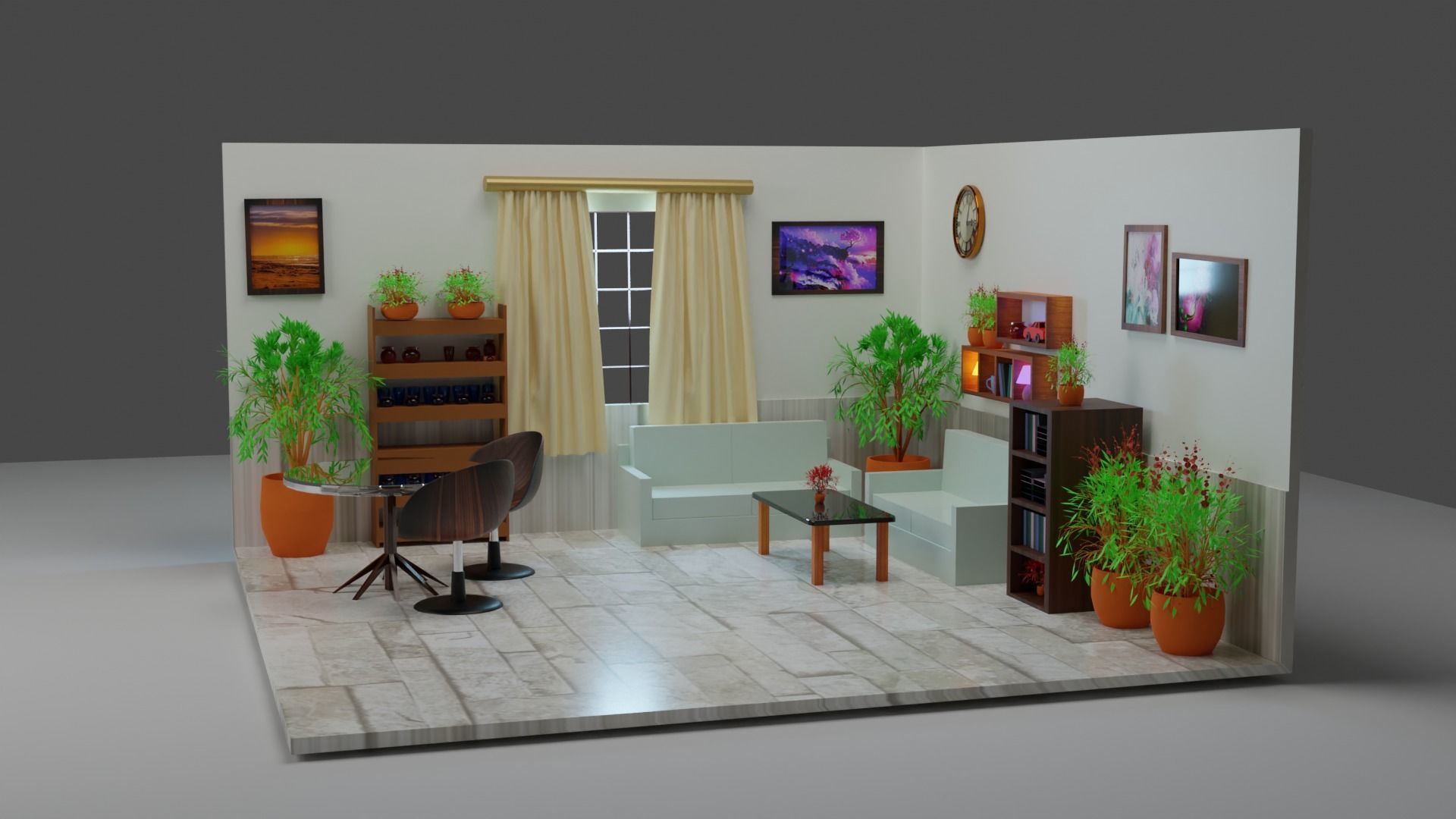 3D model 3D Drawing Room VR / AR / low-poly | CGTrader