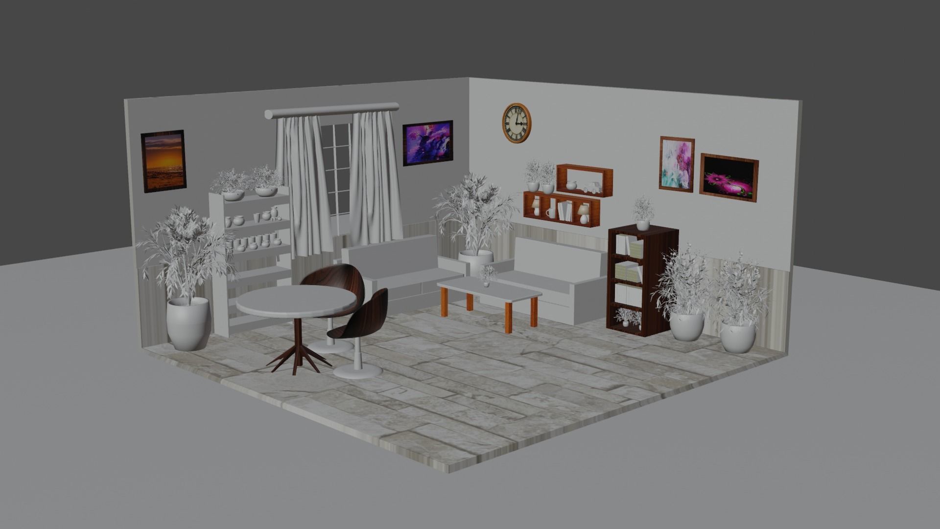3D model 3D Drawing Room VR / AR / low-poly | CGTrader