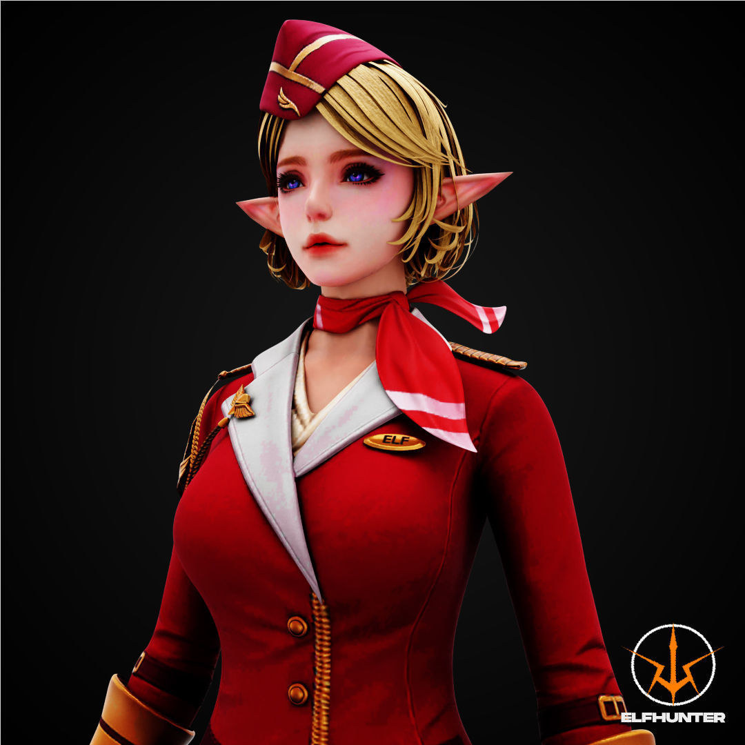 3D model EXCLUSIVE ELF HUNTER EDITION RIGGED CHARACTER ELF AIR HOSTESS ...