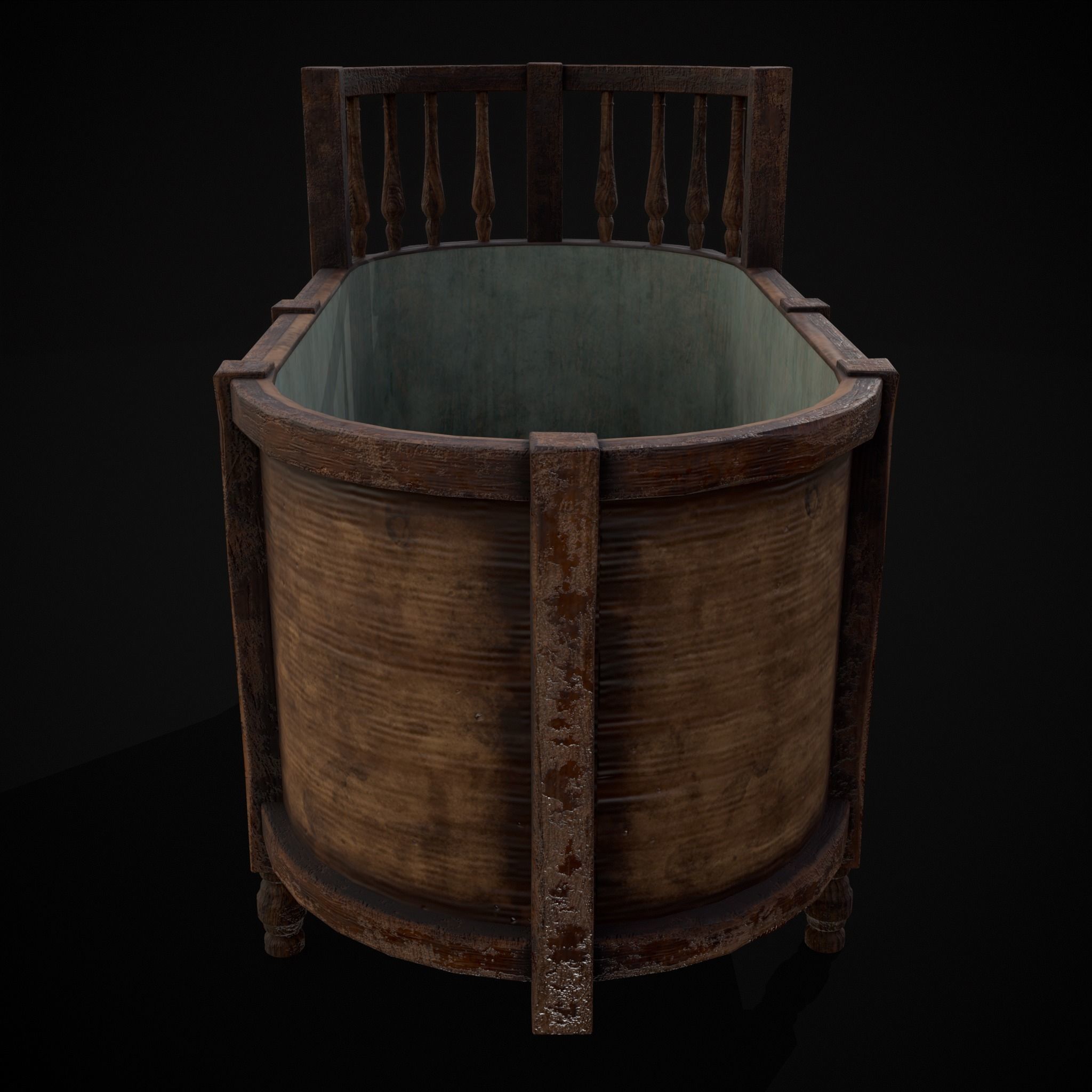3D model Rustic Medieval Wood Bathtub VR / AR / low-poly | CGTrader
