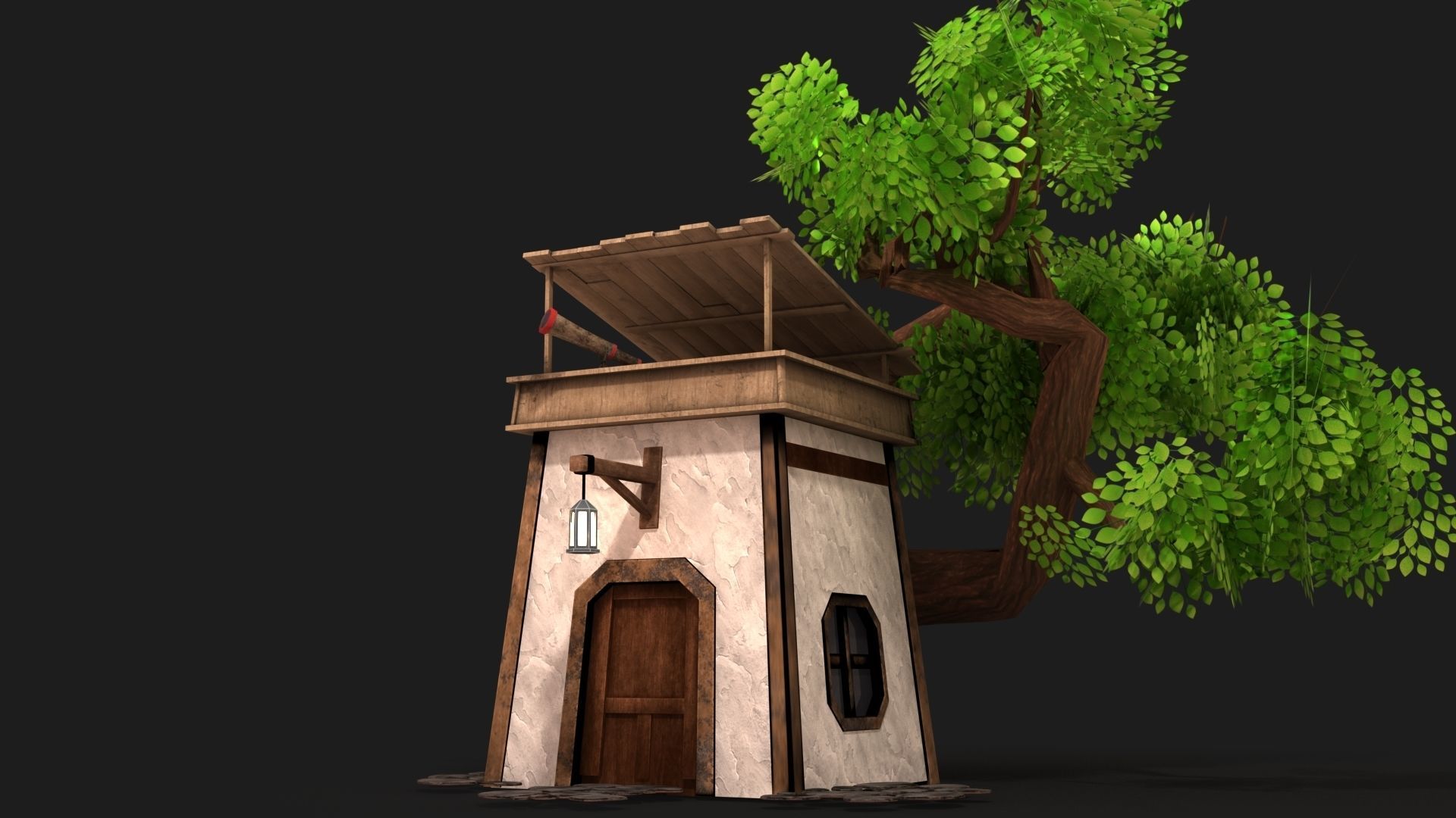 3D model Hut and Tree VR / AR / low-poly | CGTrader