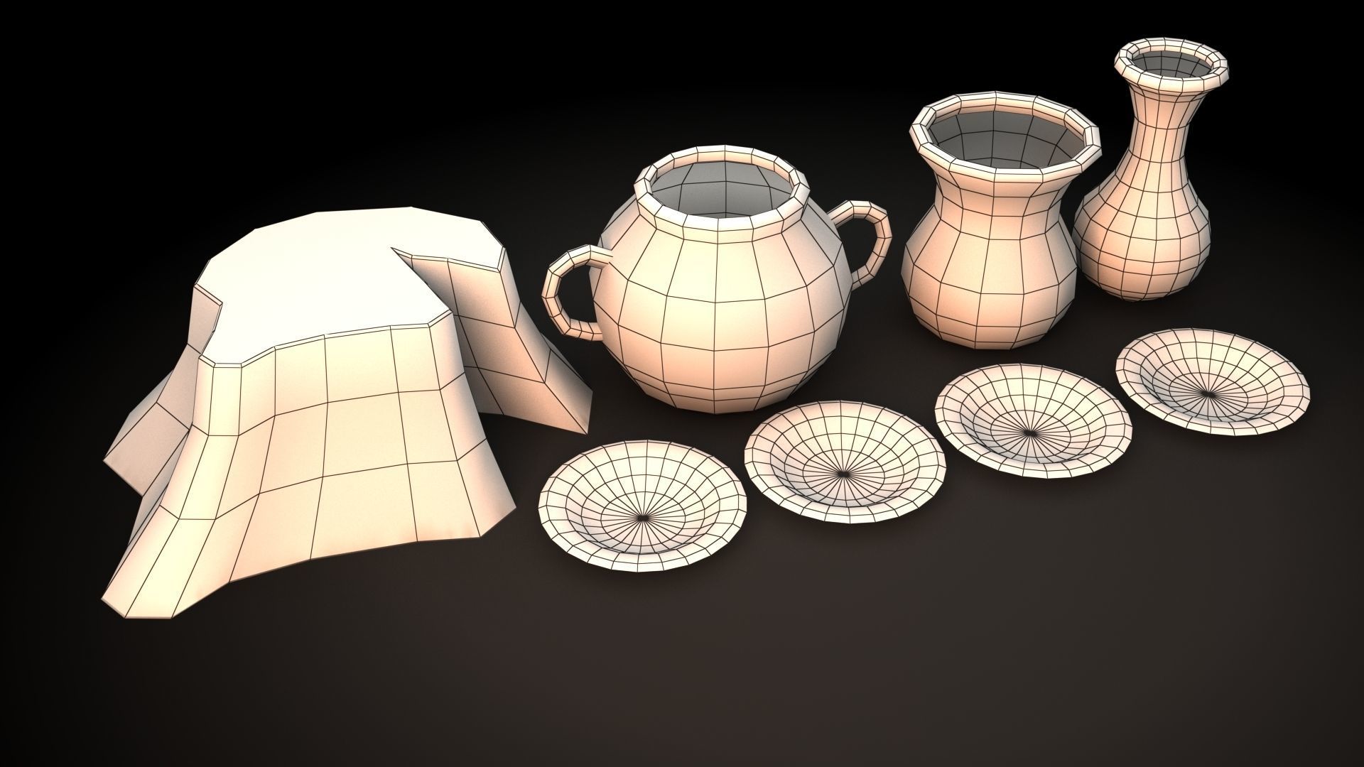 3D model Pottery Plate and Log VR / AR / low-poly | CGTrader