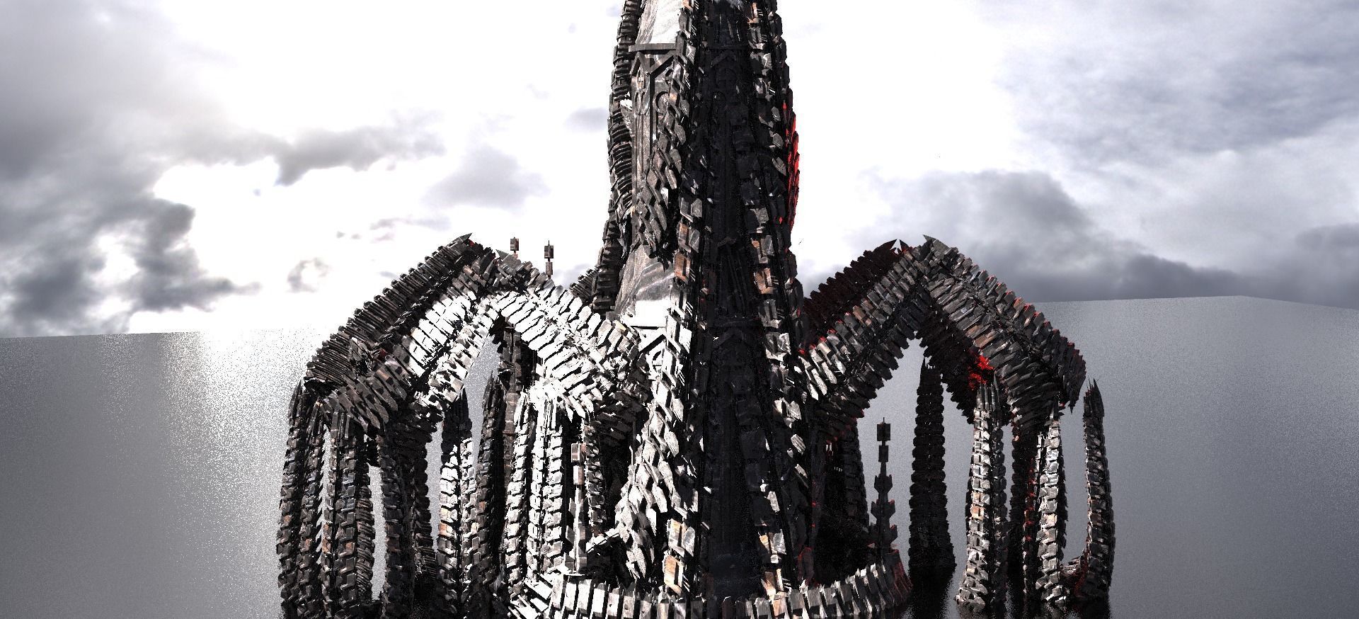 Horror Dark SpineTowers Town Kitbash 4 3D model | CGTrader