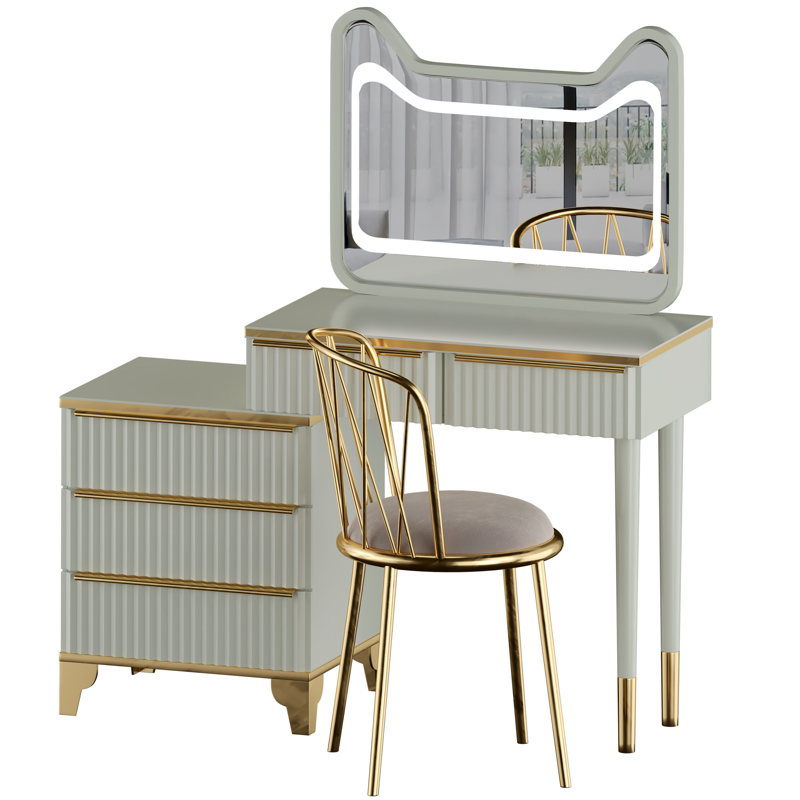 COLLINS Modern Fluted Vanity Set 3D model | CGTrader