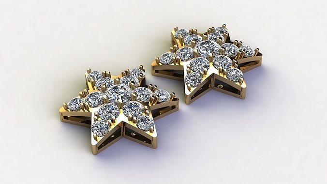 6 Line Star Earring free 3D model | CGTrader