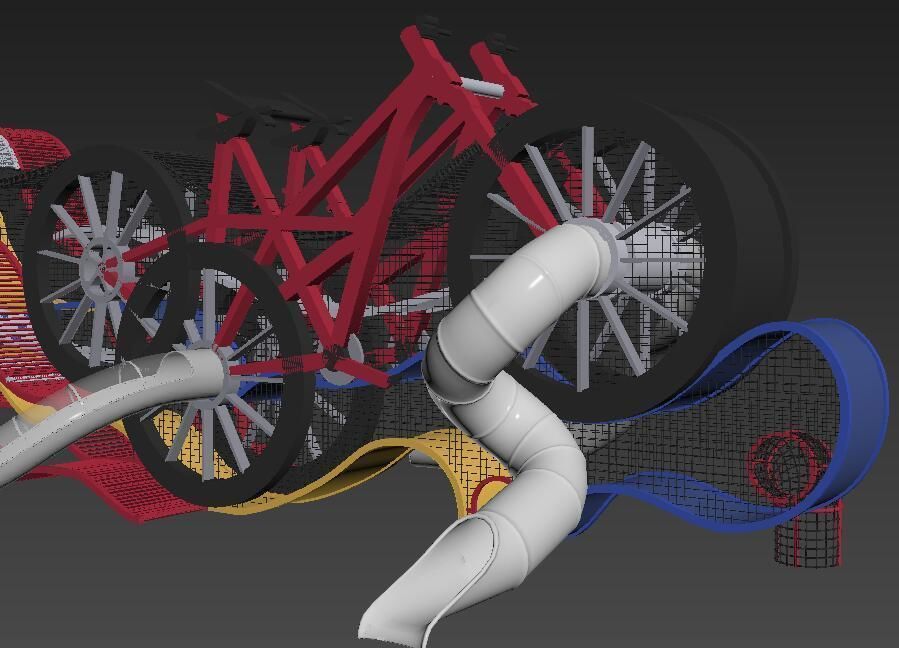 Bicycle wall holla climbing series children vertical playground 3D ...