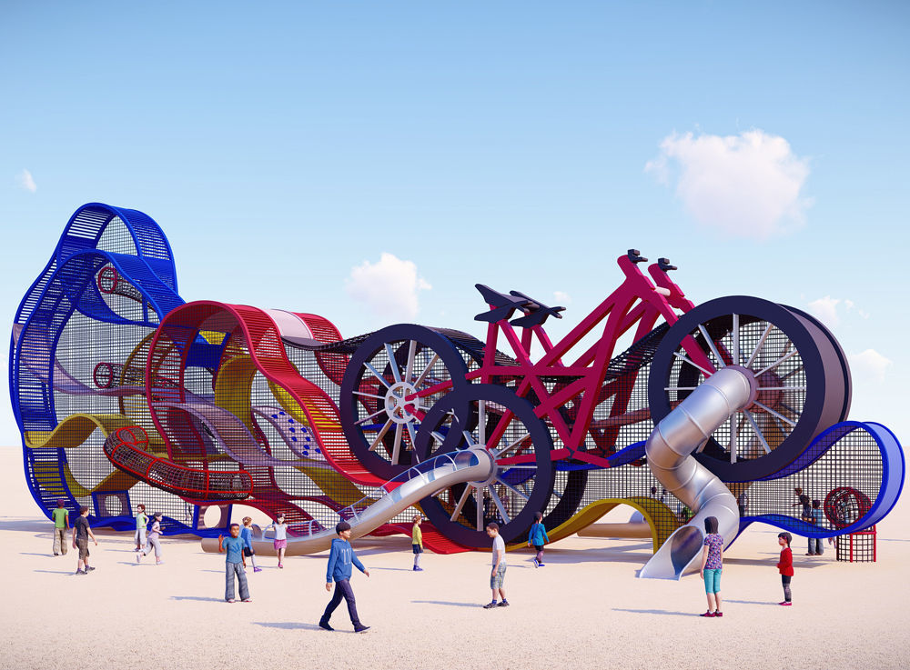 Bicycle wall holla climbing series children vertical playground 3D ...