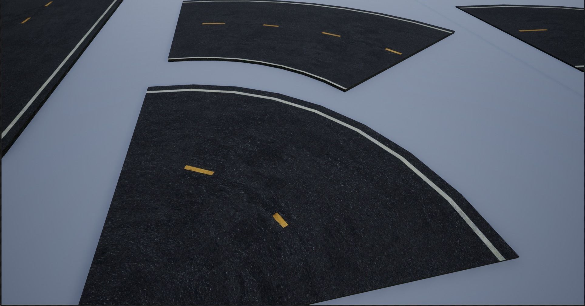 3D model Modular Destroyed-Fine American Striped Roads 2K VR / AR / low ...