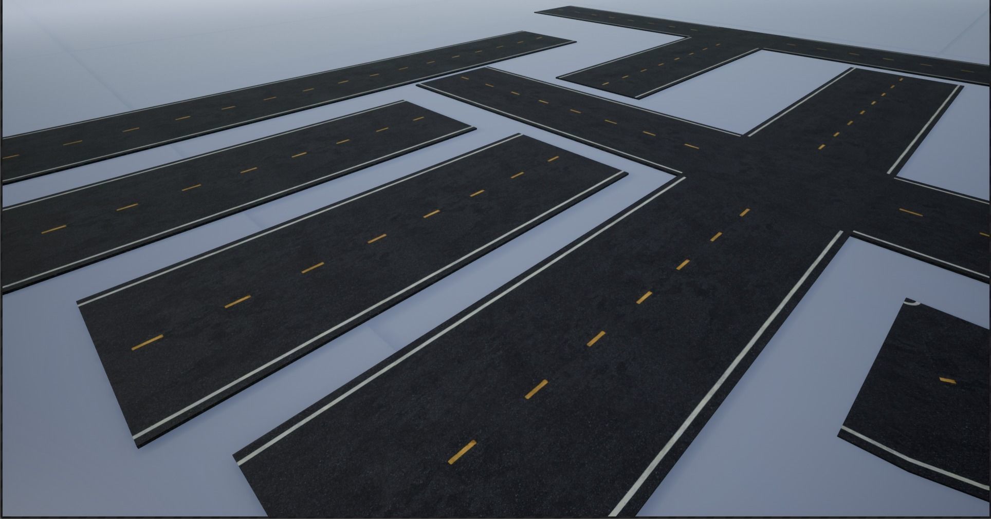 3D model Modular Destroyed-Fine American Striped Roads 2K VR / AR / low ...