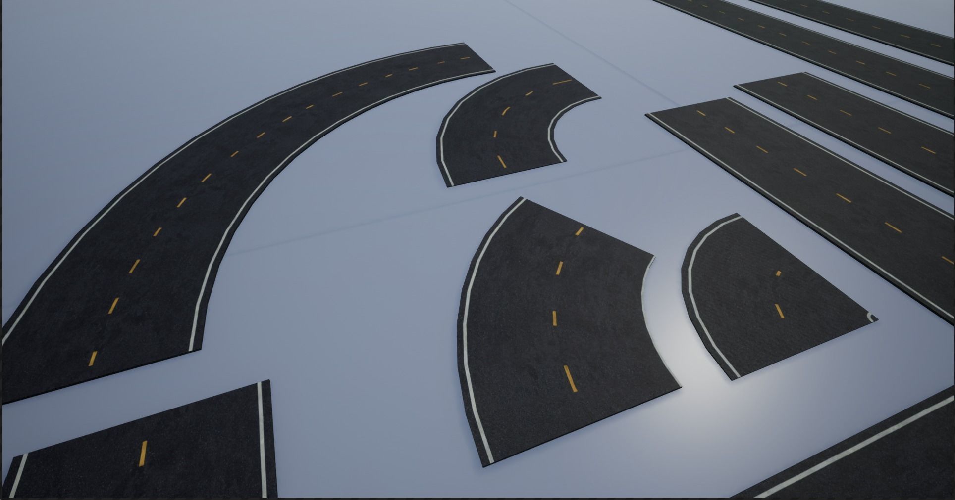 3D model Modular Destroyed-Fine American Striped Roads 2K VR / AR / low ...