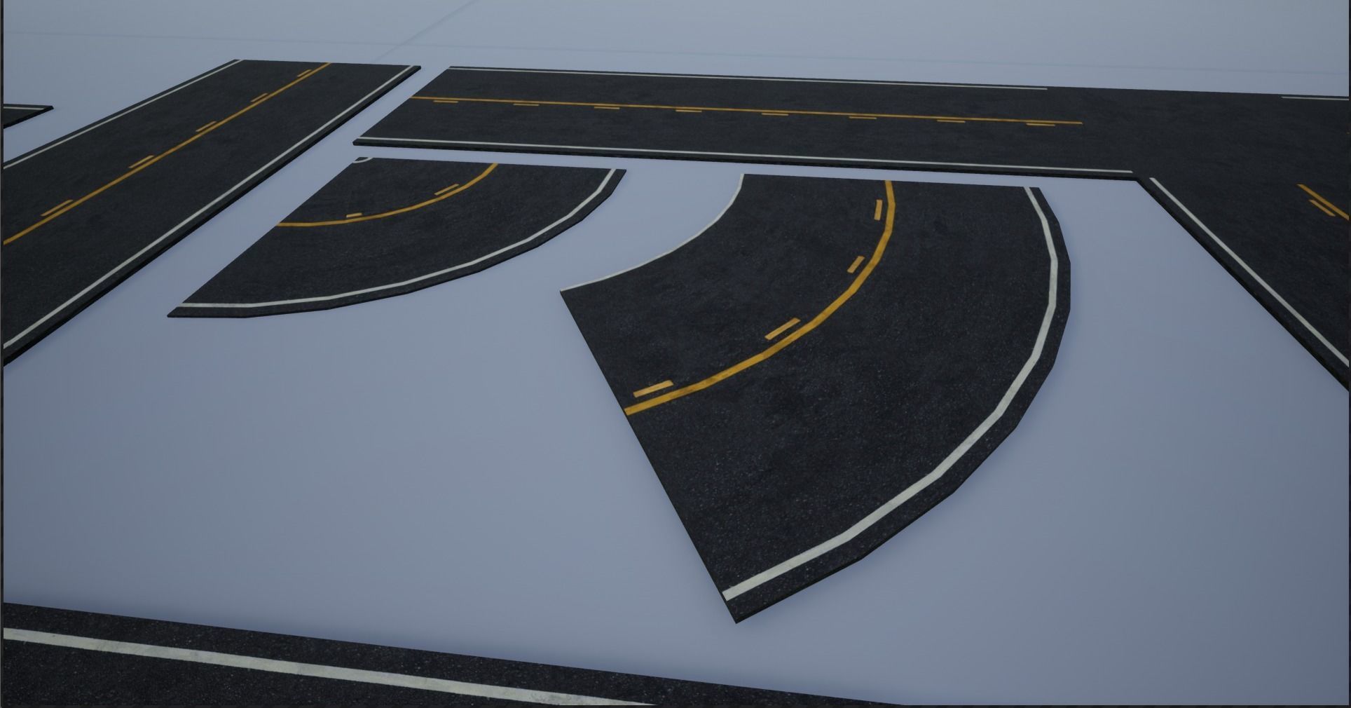 3D model Fine-Destroyed American Striped-Lined Modular Roads VR / AR / low-poly | CGTrader