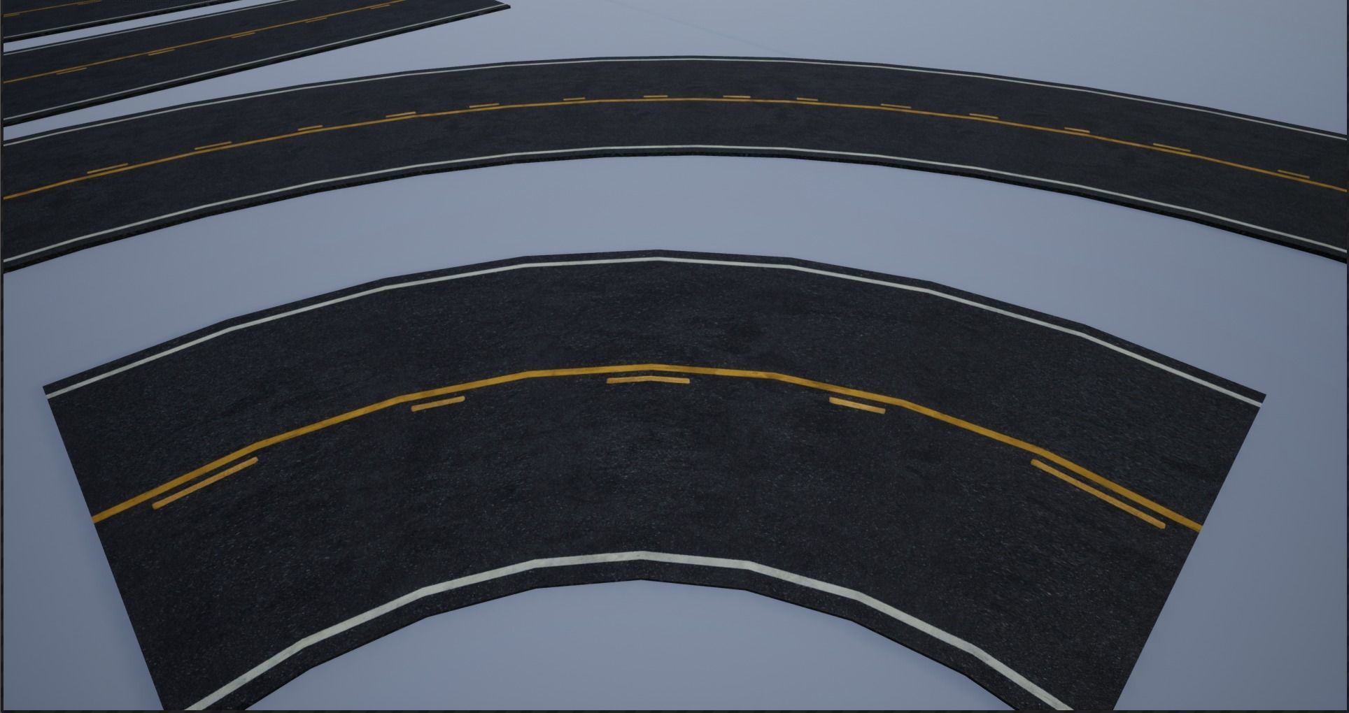 3D model Fine-Destroyed American Striped-Lined Modular Roads VR / AR ...