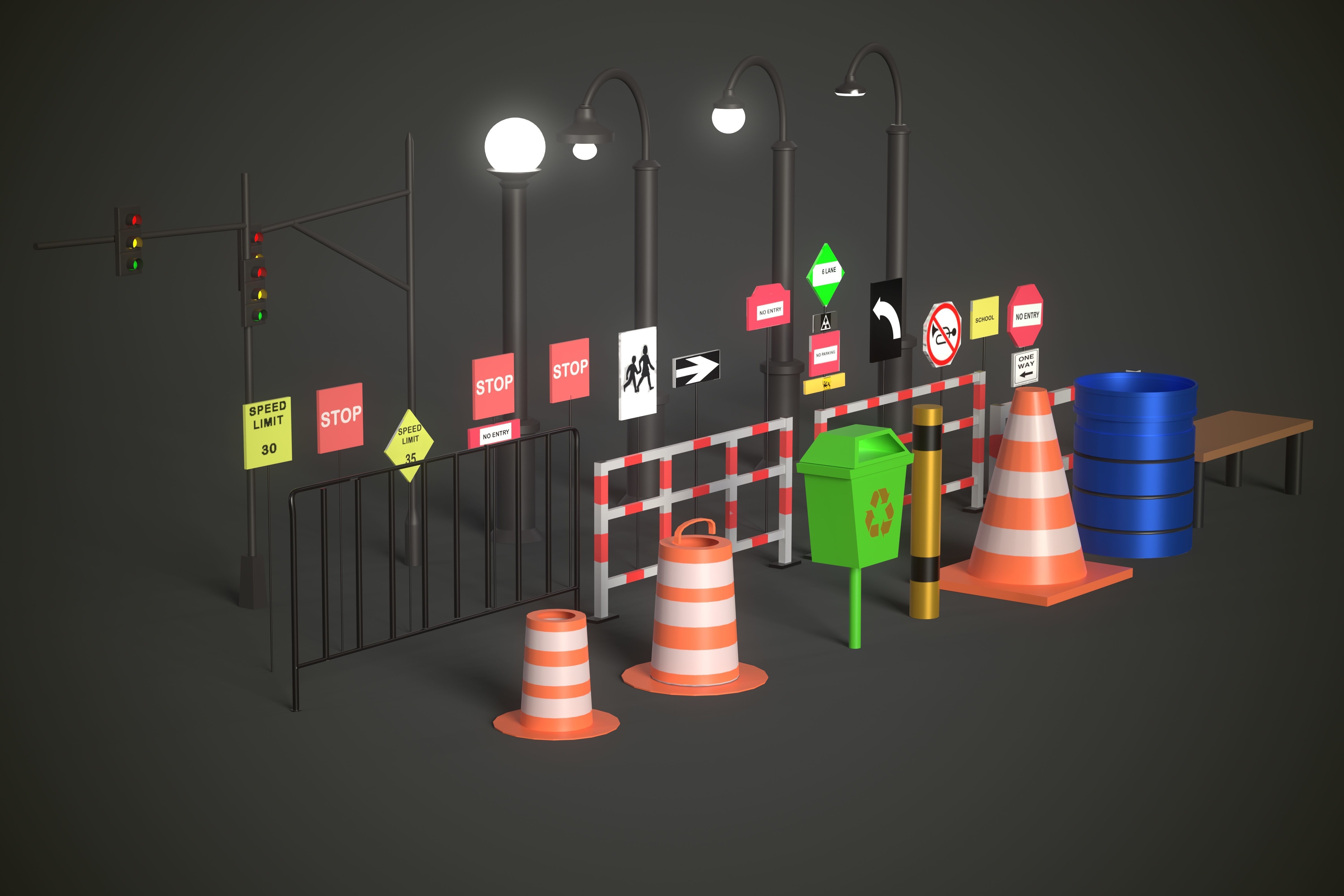 3D model 3D Street Props VR / AR / low-poly | CGTrader