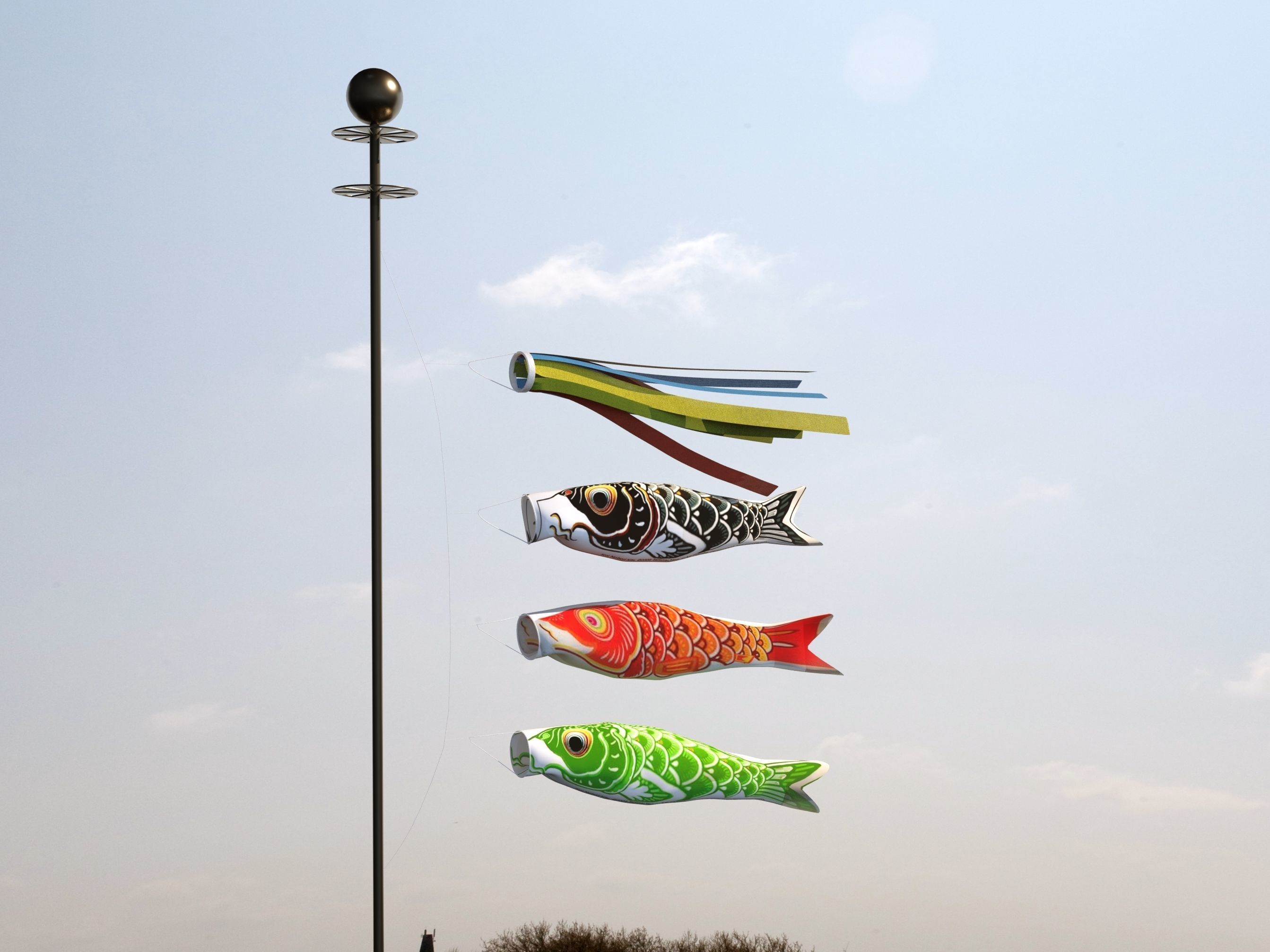 Koinobori Koi flag Japanese 3D model | CGTrader