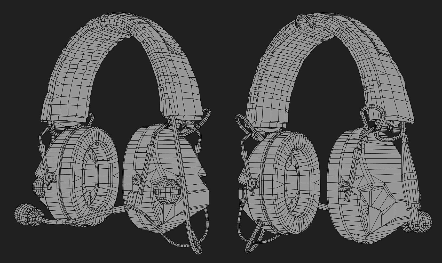3D model Game-Ready Headset camouflage with microphone VR / AR / low ...