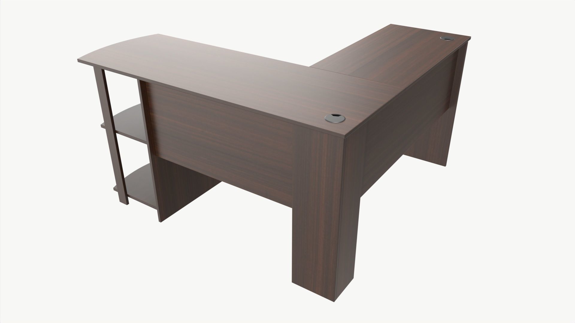 L-shape Desk with Side Bookshelves 3D model | CGTrader