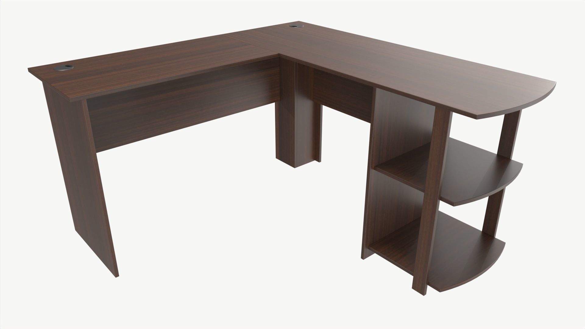 L-shape Desk with Side Bookshelves 3D model | CGTrader