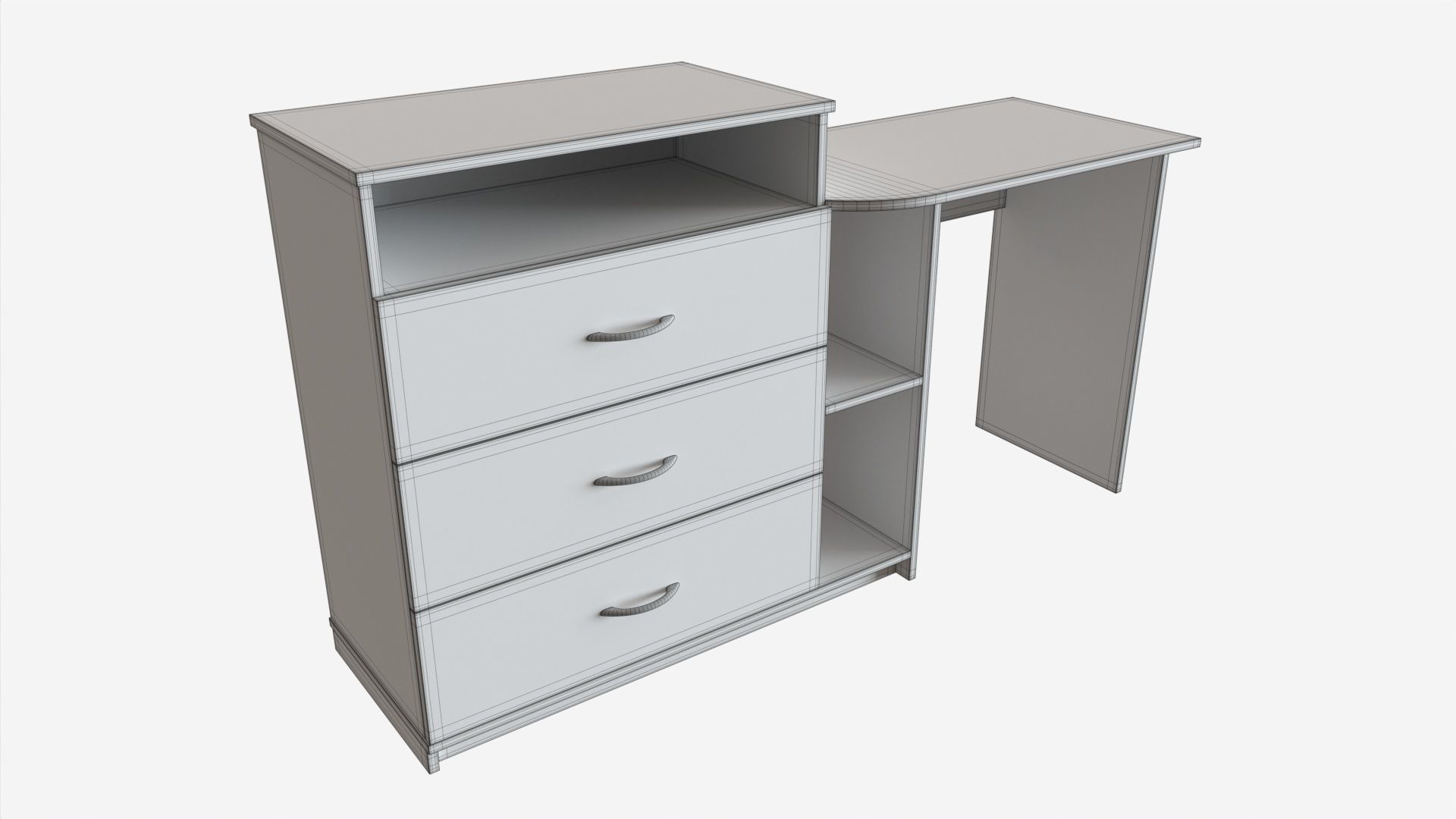 Media Dresser and Desk Combo 3D model | CGTrader