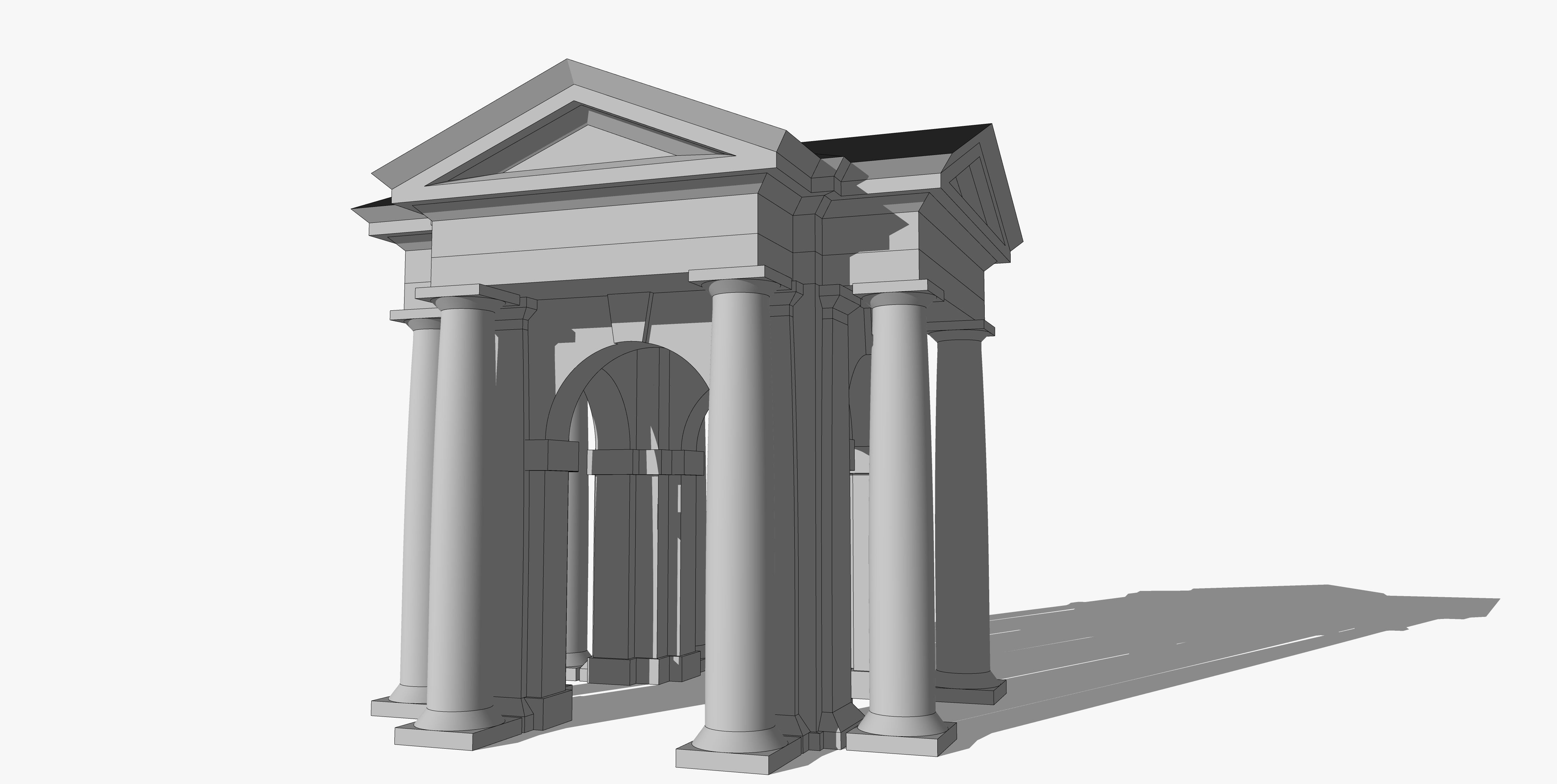 3D model Tuscan order Arched portico in the mas with freestanding ...