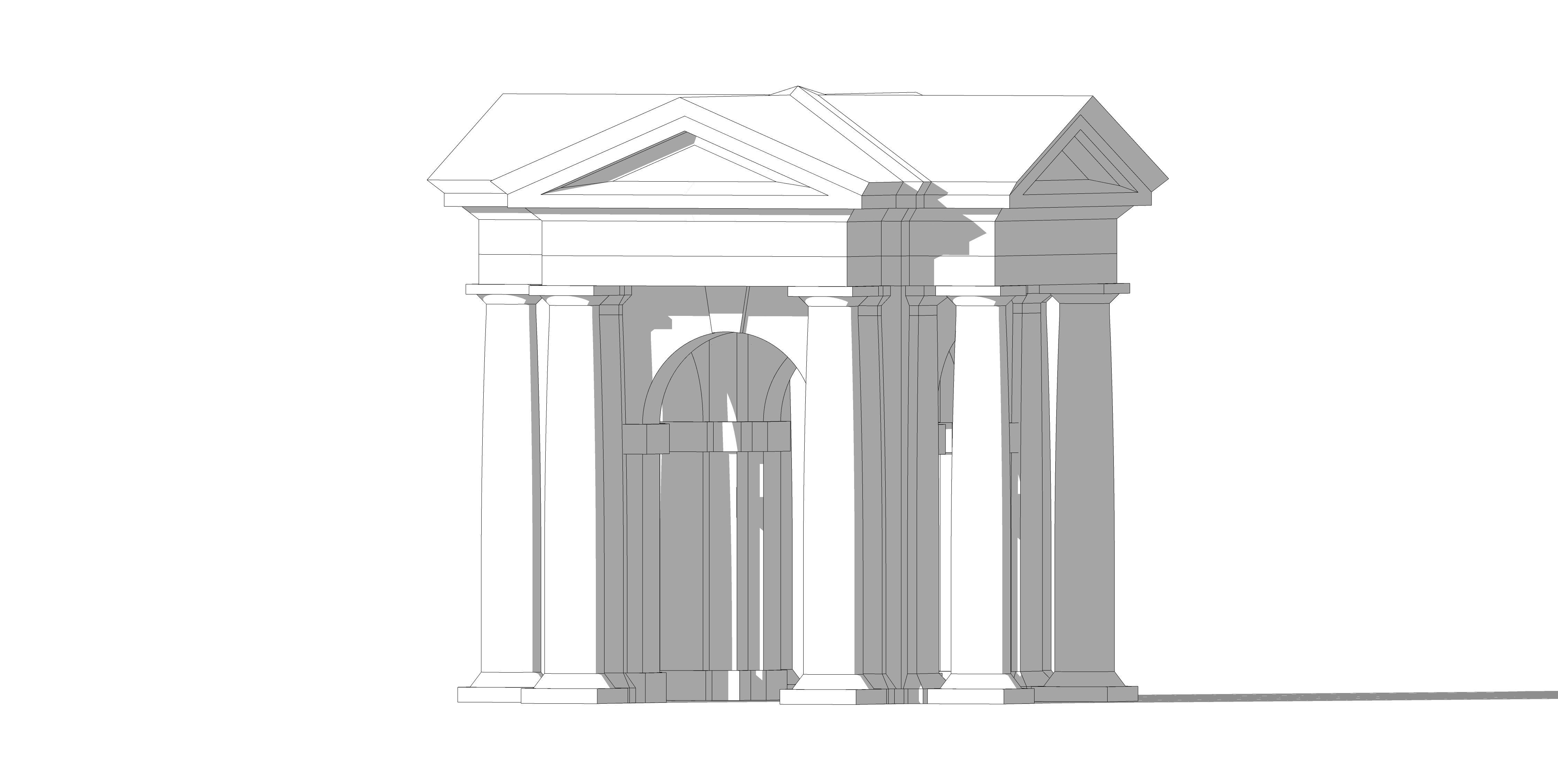 3D model Tuscan order Arched portico in the mas with freestanding ...
