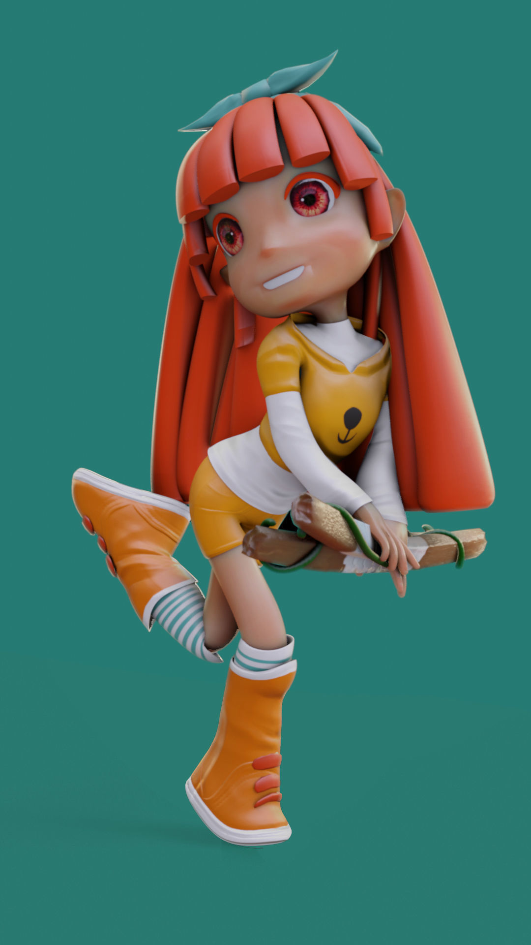 3D model stylized anime girl half chibi character VR / AR / low-poly ...